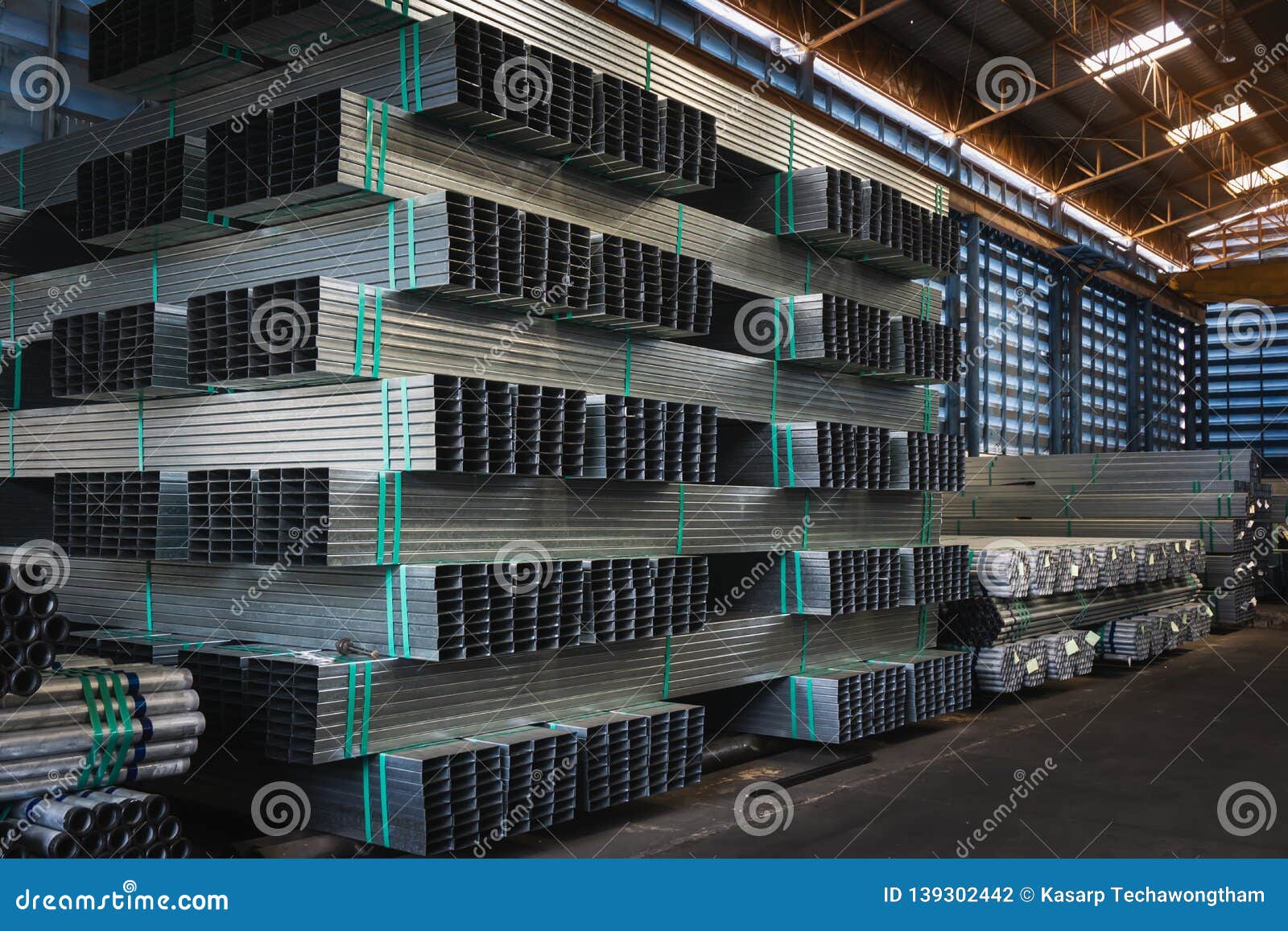 Stack Of Galvanized Metal Structures On The Ground At The Construction ...