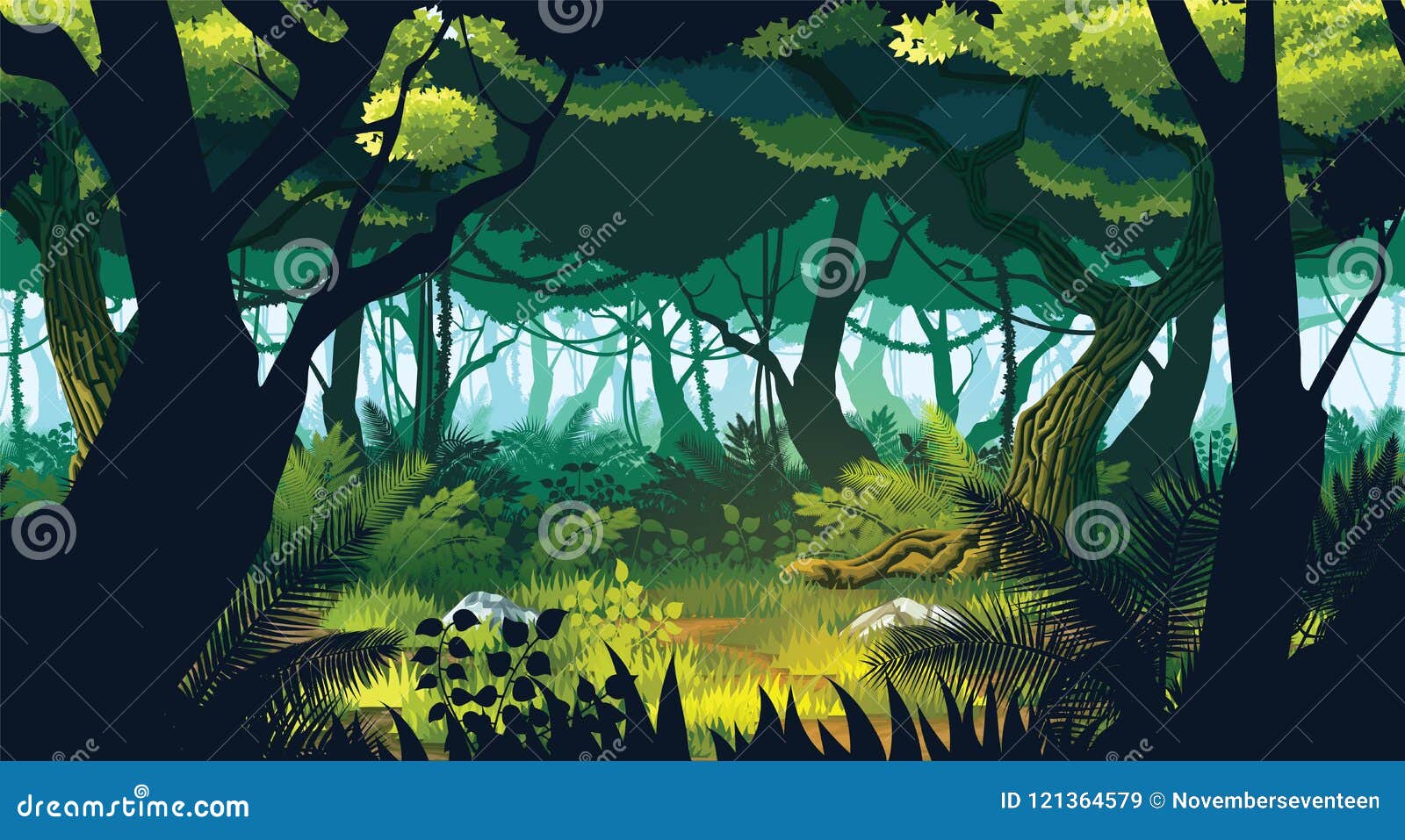 Jungle Forest Cartoon Coloring Book Vector | CartoonDealer.com #61196390