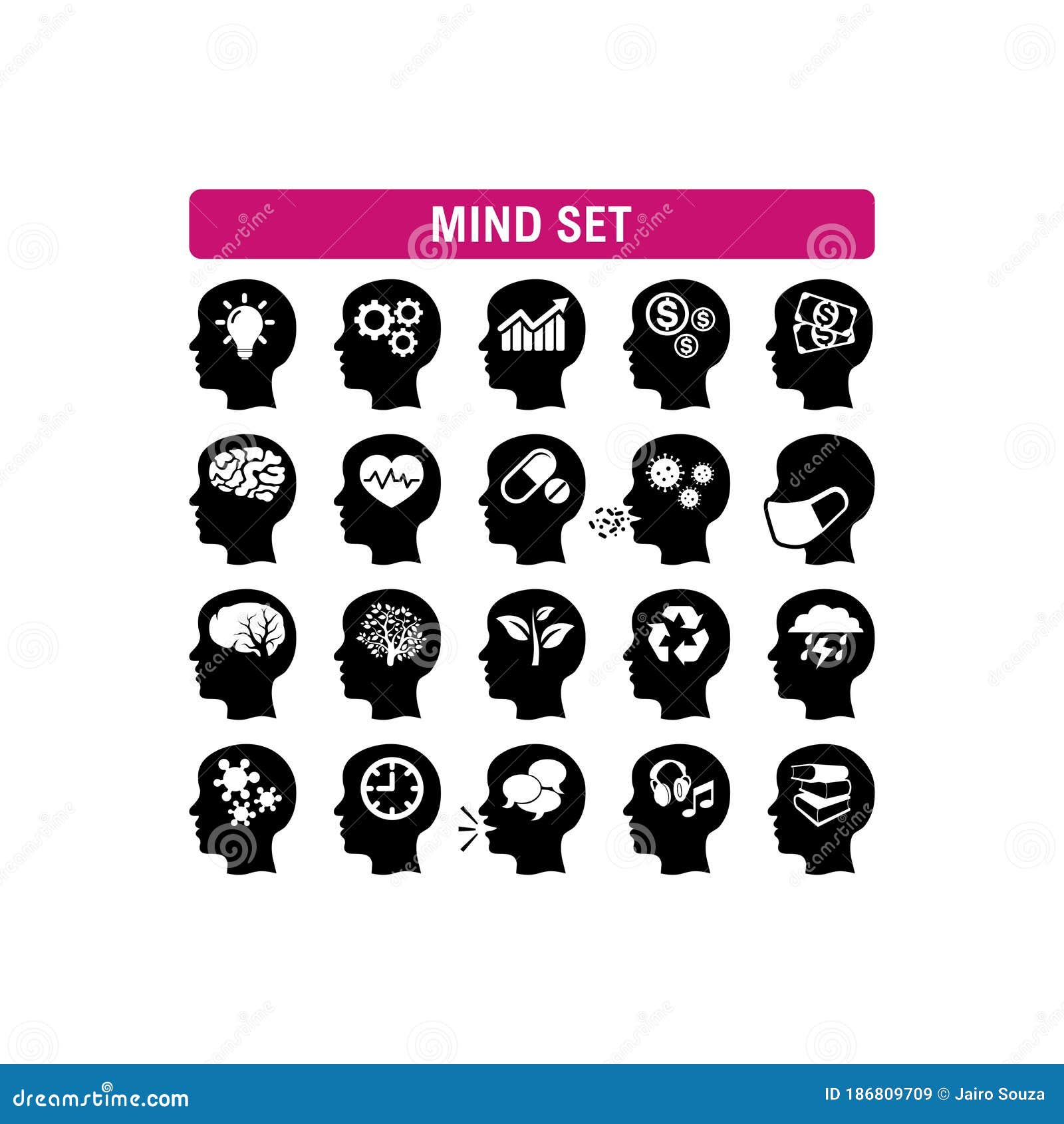 Head Brain Mind Set Simple Flat Icon Vector Stock Vector - Illustration ...