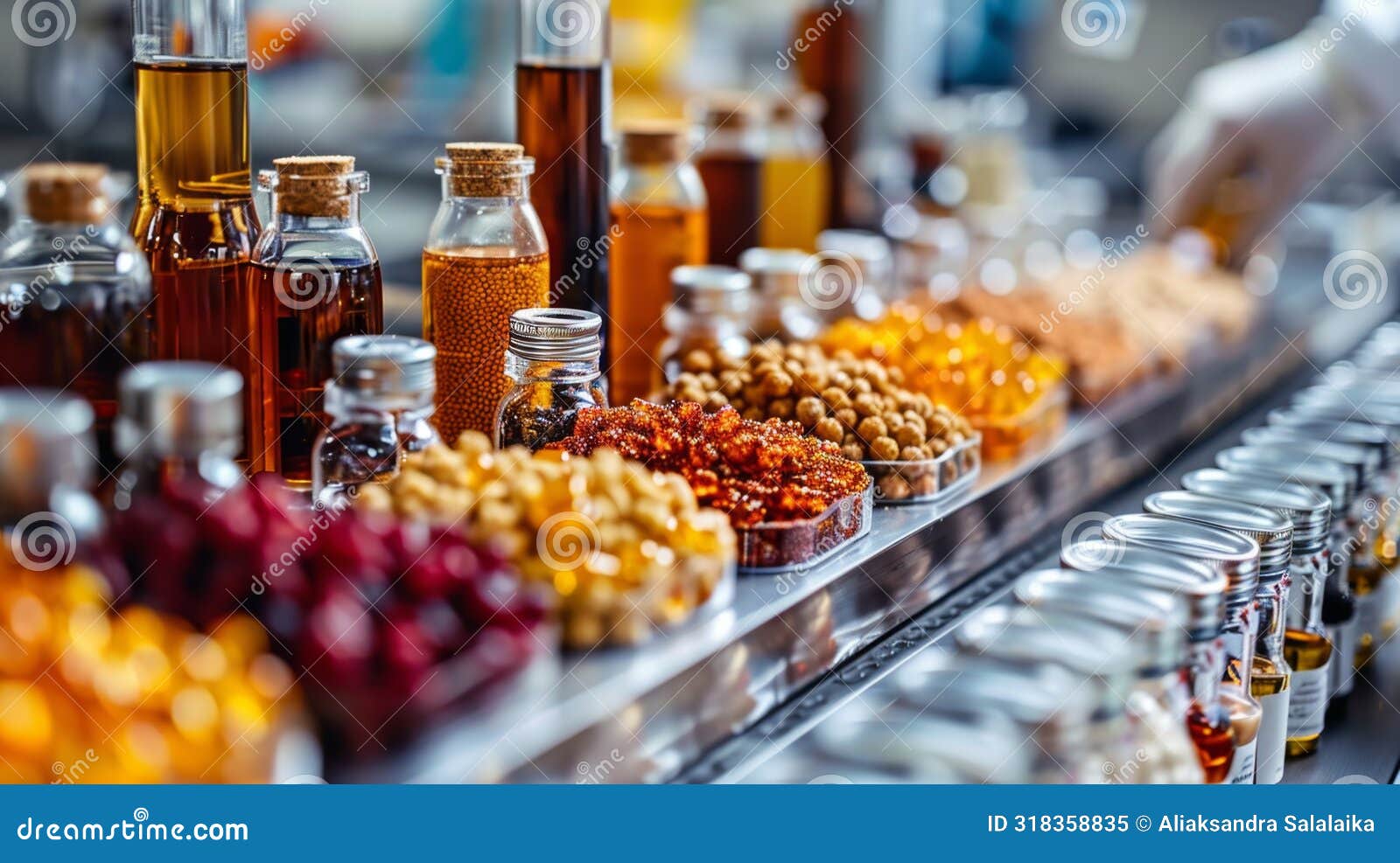 Assorted Food Samples are Neatly Organized on a Lab Table for Analysis ...