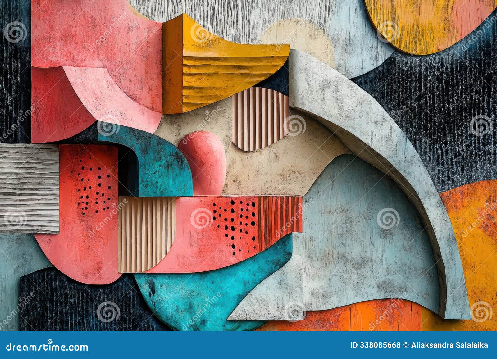 Cubism-inspired Collage Of Geometric Shapes And Patterns Stock ...