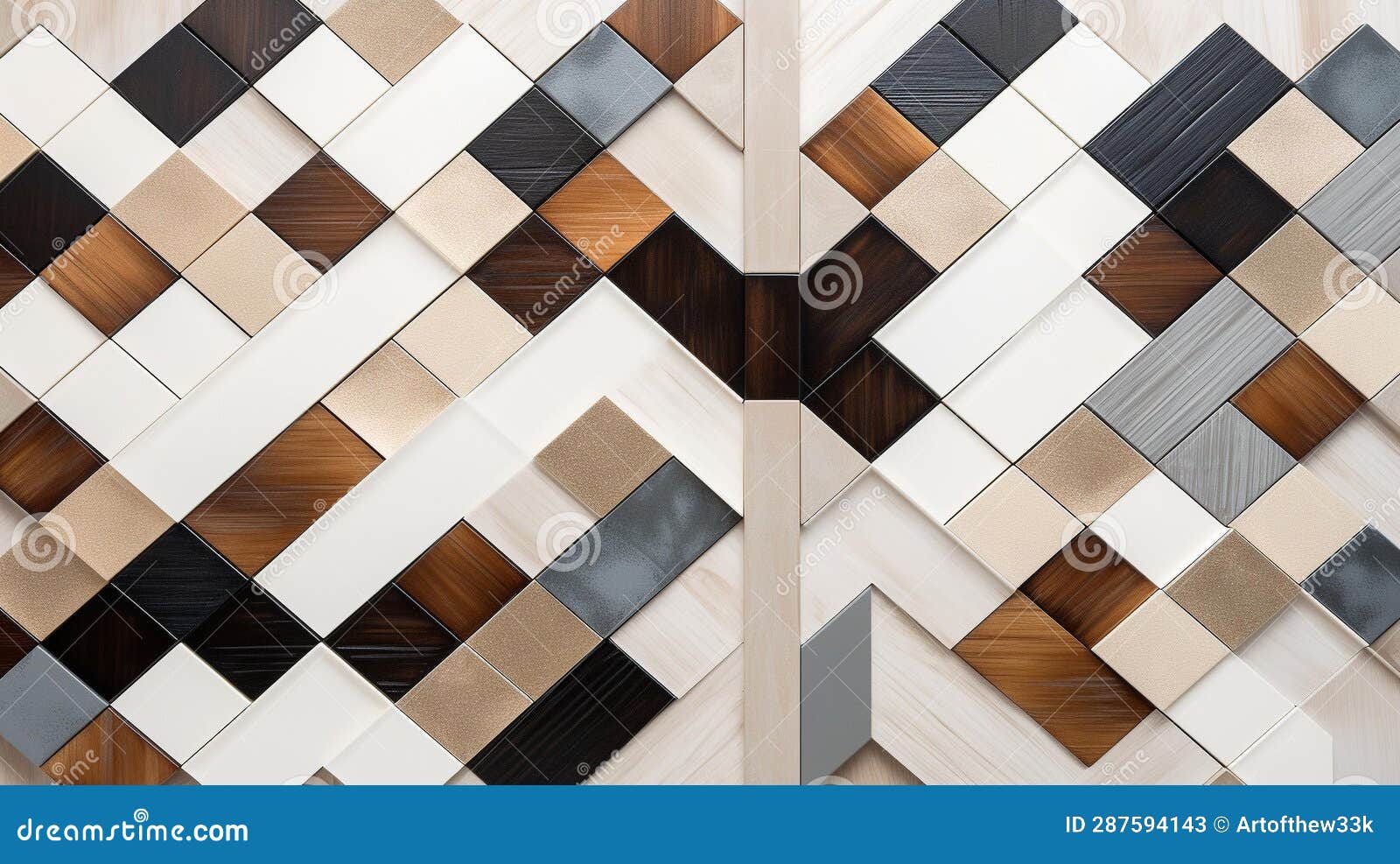 Meticulously Arranged Ceramic Tiles in Earth Tones on White Wall Stock ...
