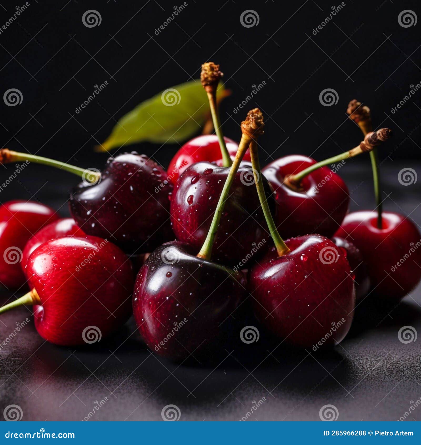 High-quality Image of Cherries on a Black Background, Generative AI ...