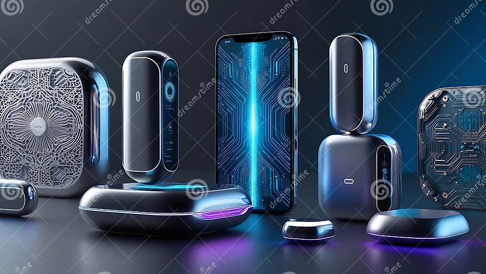 High-Quality Image of Futuristic Technology with Sleek Devices, Circuit ...
