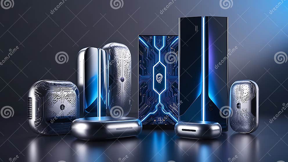 High-Quality Image of Futuristic Technology with Sleek Devices, Circuit ...