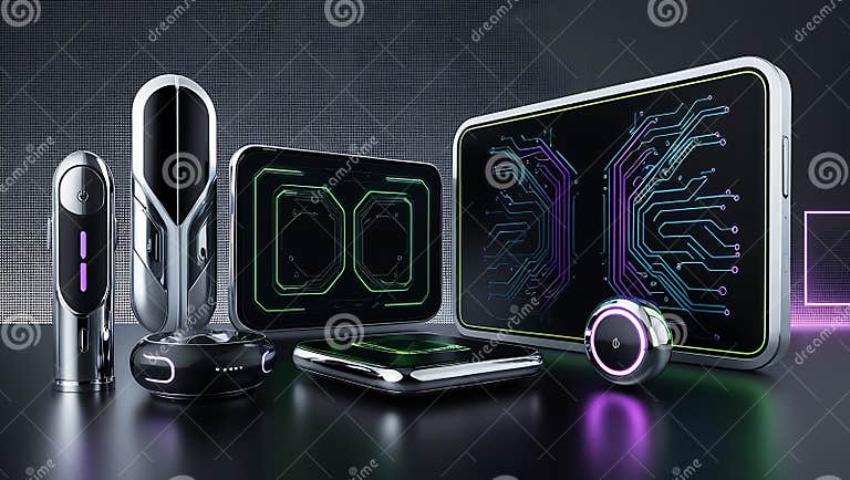 High-Quality Image of Futuristic Technology with Sleek Devices, Circuit ...