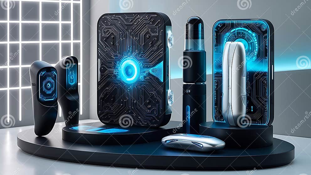 High-Quality Image of Futuristic Technology with Sleek Devices, Circuit ...