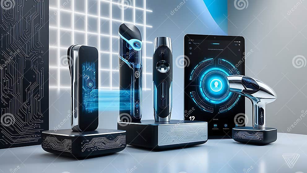 High-Quality Image of Futuristic Technology with Sleek Devices, Circuit ...