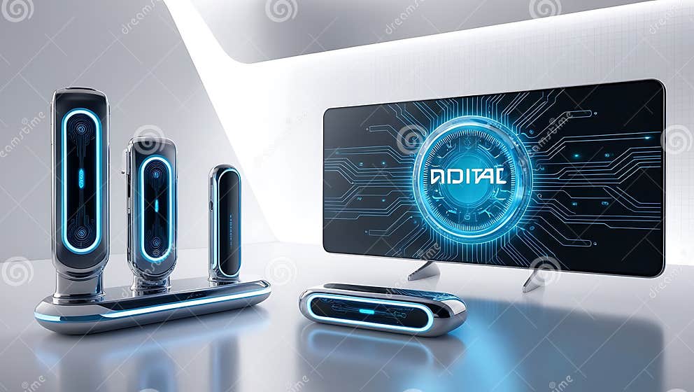 High-Quality Image of Futuristic Technology with Sleek Devices, Circuit ...