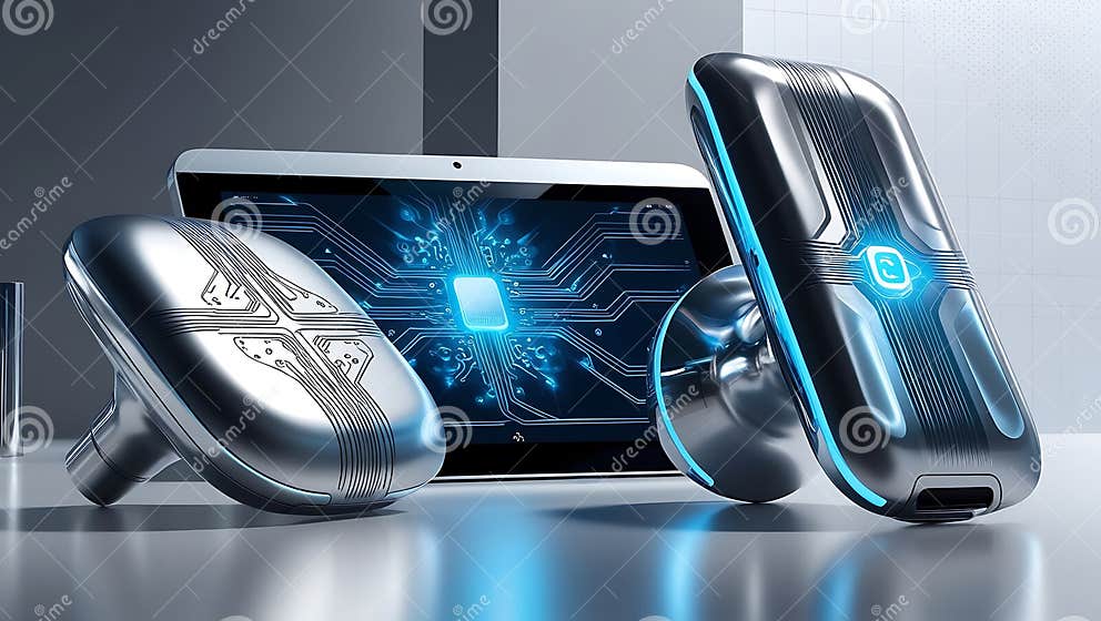 High-Quality Image of Futuristic Technology with Sleek Devices, Circuit ...