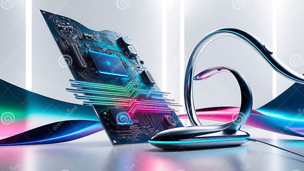High-Quality Image of Futuristic Technology with Sleek Devices, Circuit ...