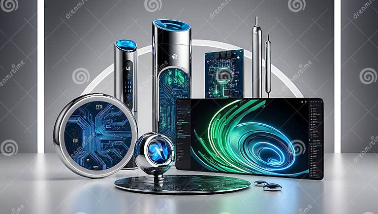 High-Quality Image of Futuristic Technology with Sleek Devices, Circuit ...
