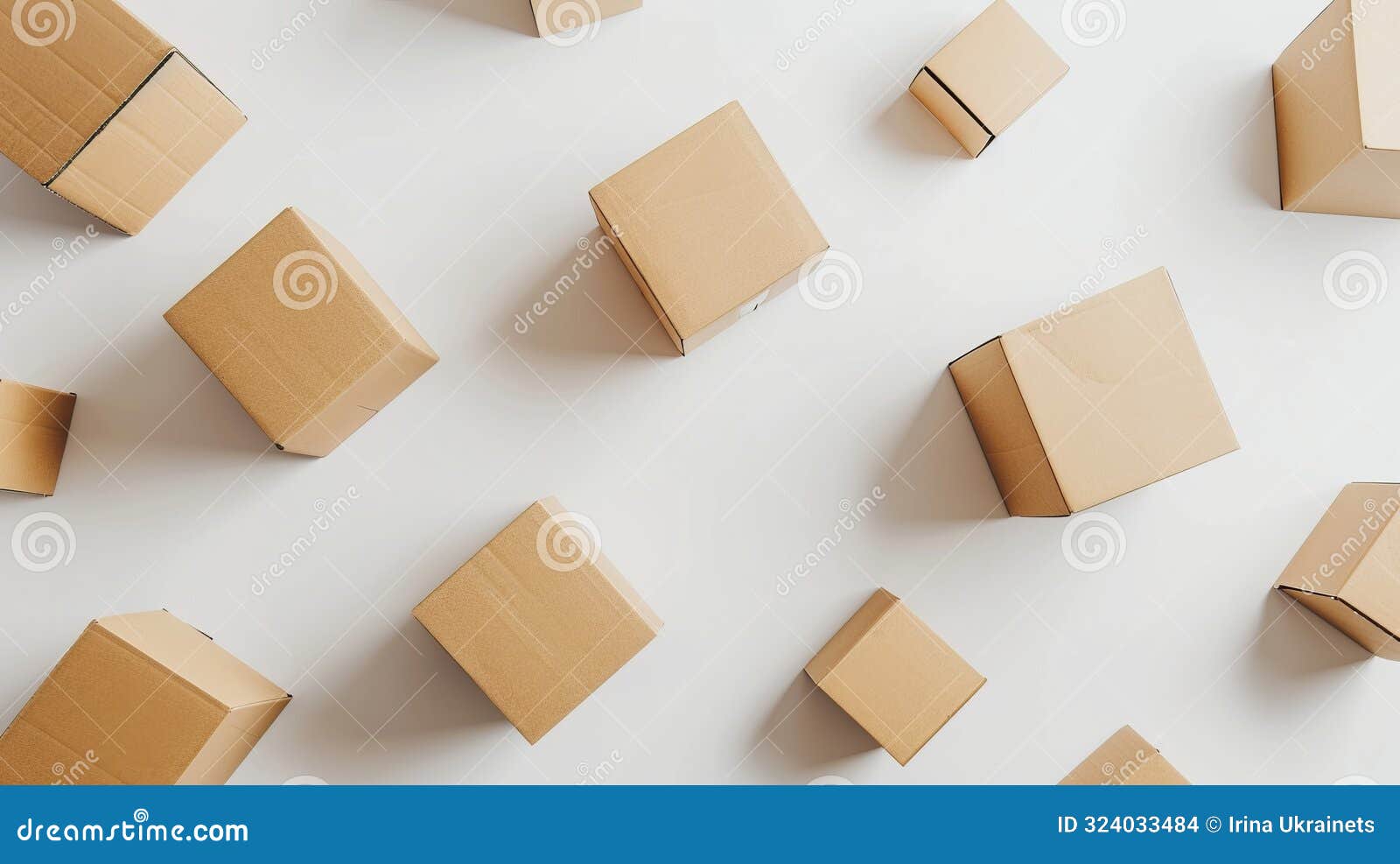 Top View of Multiple Cardboard Boxes Arranged on a White Background ...
