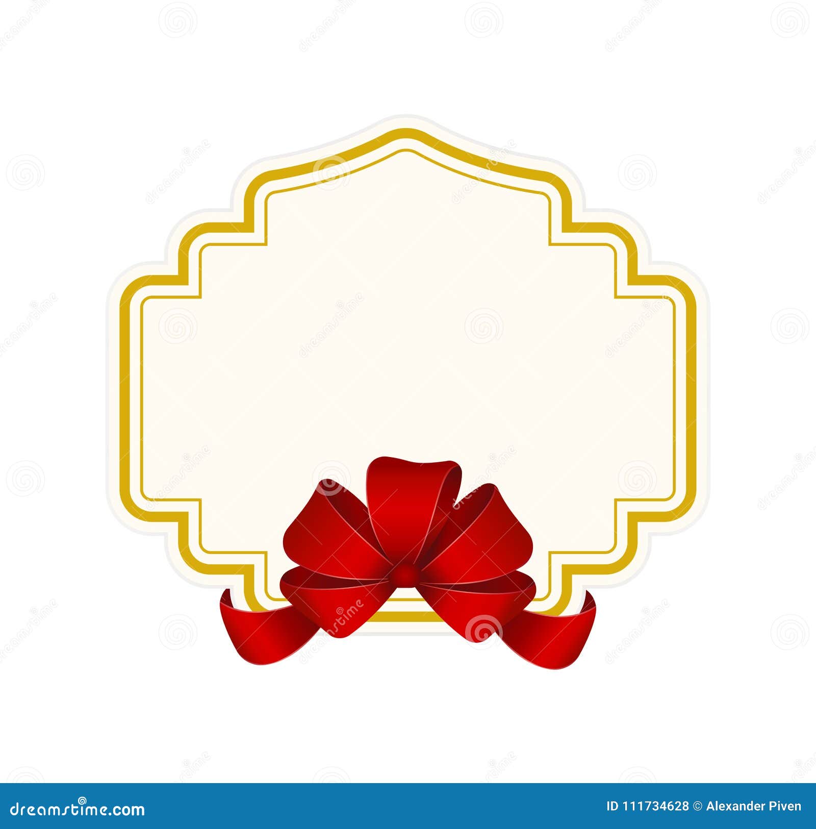 High Quality Label with Red Bow on White Background. Empty Isolated ...