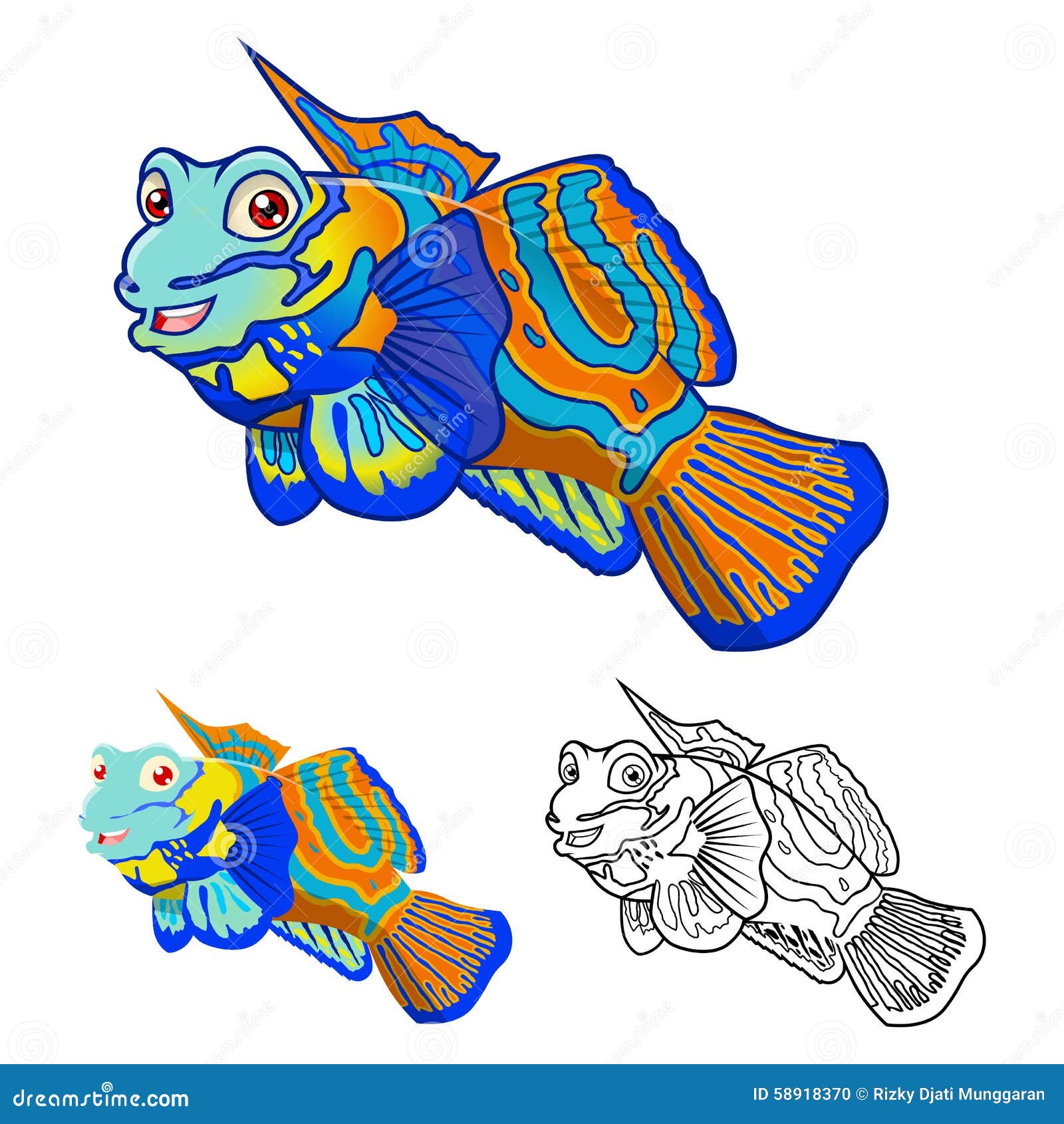 High Quality Mandarinfish Cartoon Character Include Flat Design and ...