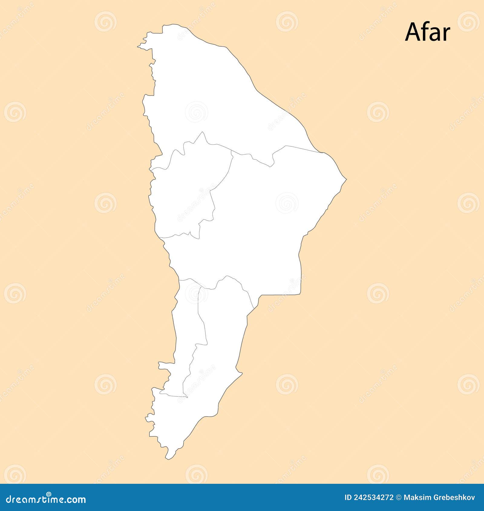 High Quality Map of Afar is a Region of Ethiopia Stock Vector ...