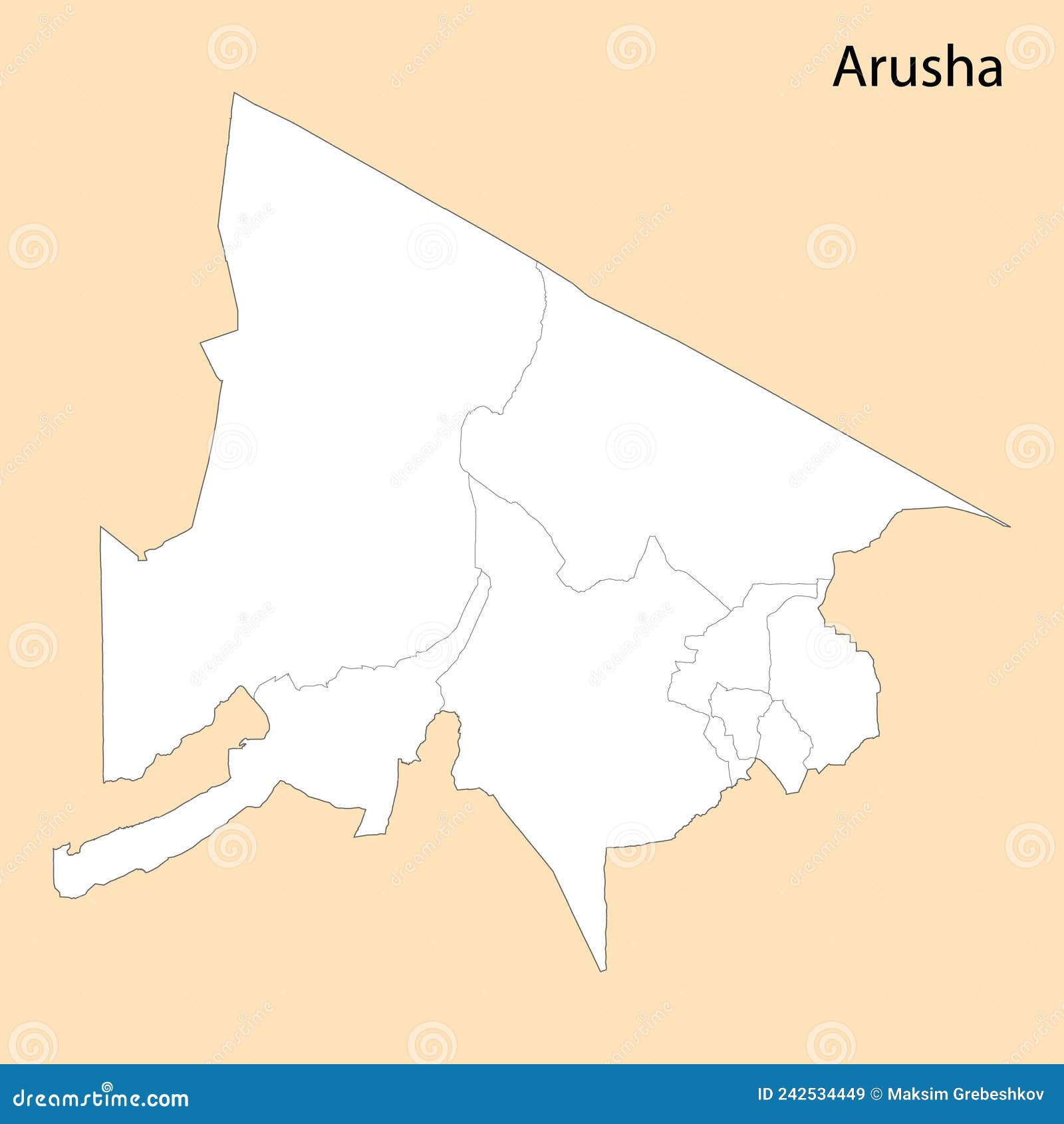 High Quality Map of Arusha is a Region of Tanzania Stock Vector ...