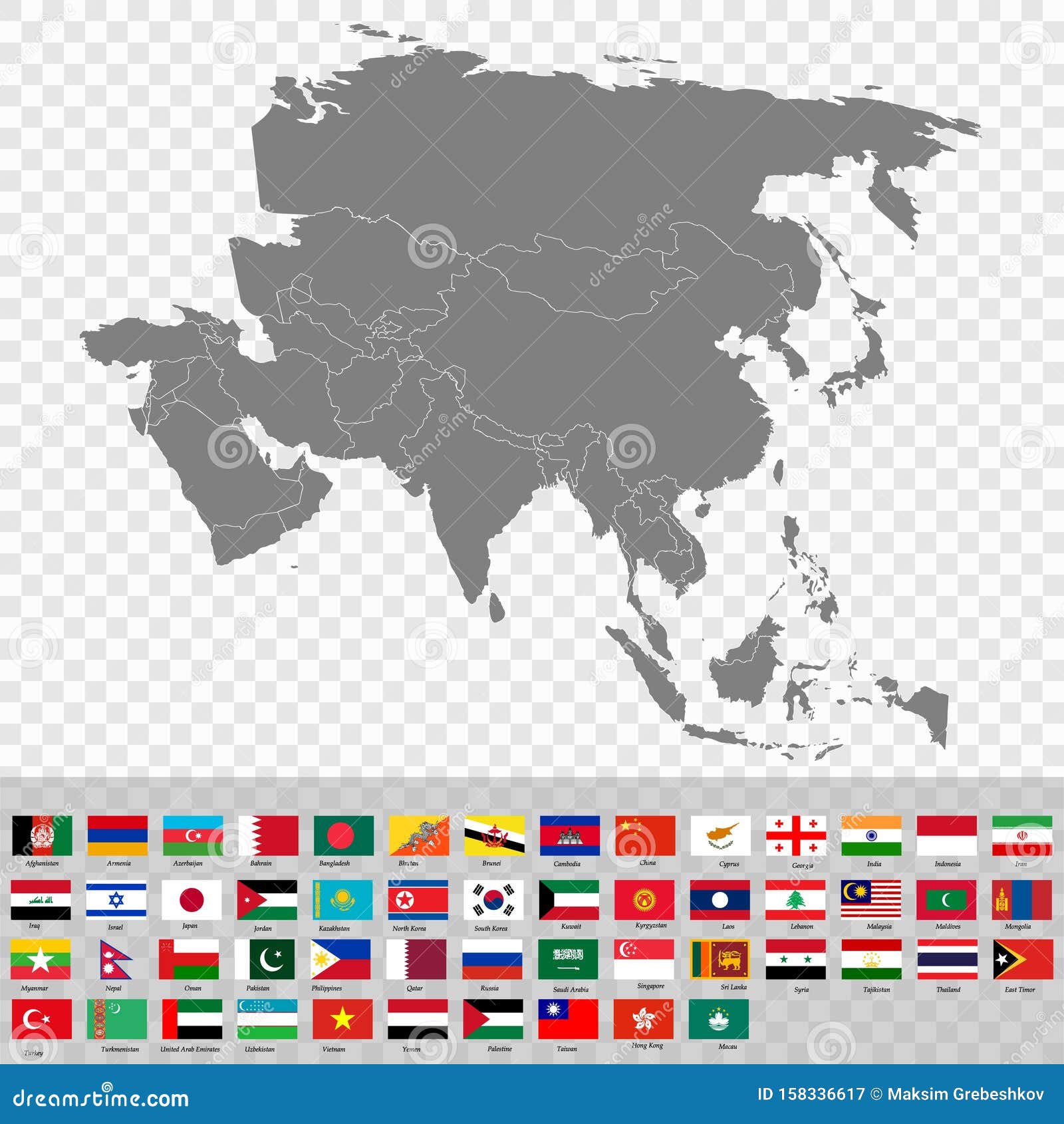 High Quality Map of the Asia Stock Illustration - Illustration of ...