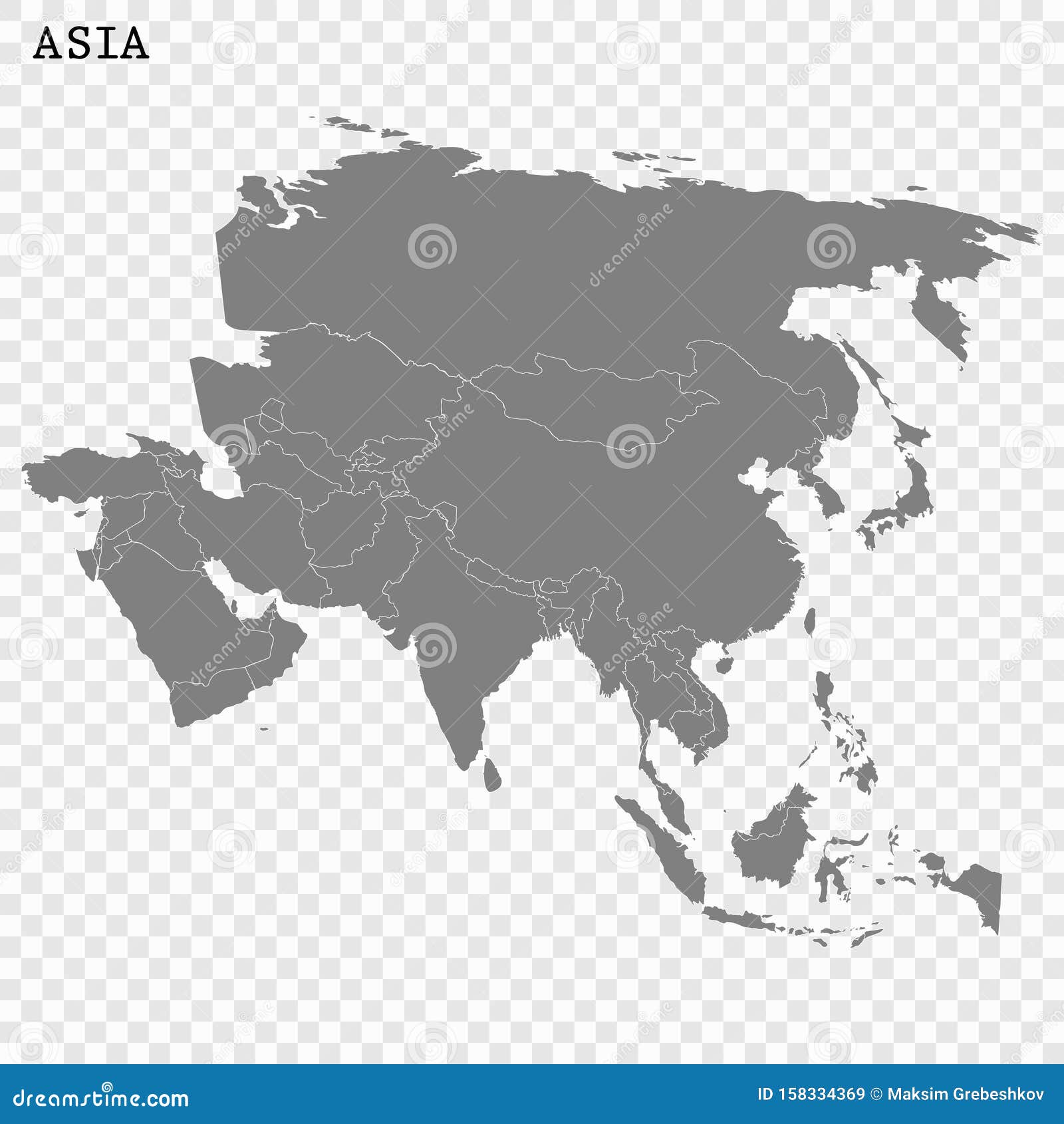 High Quality Map of the Asia Stock Illustration - Illustration of ...