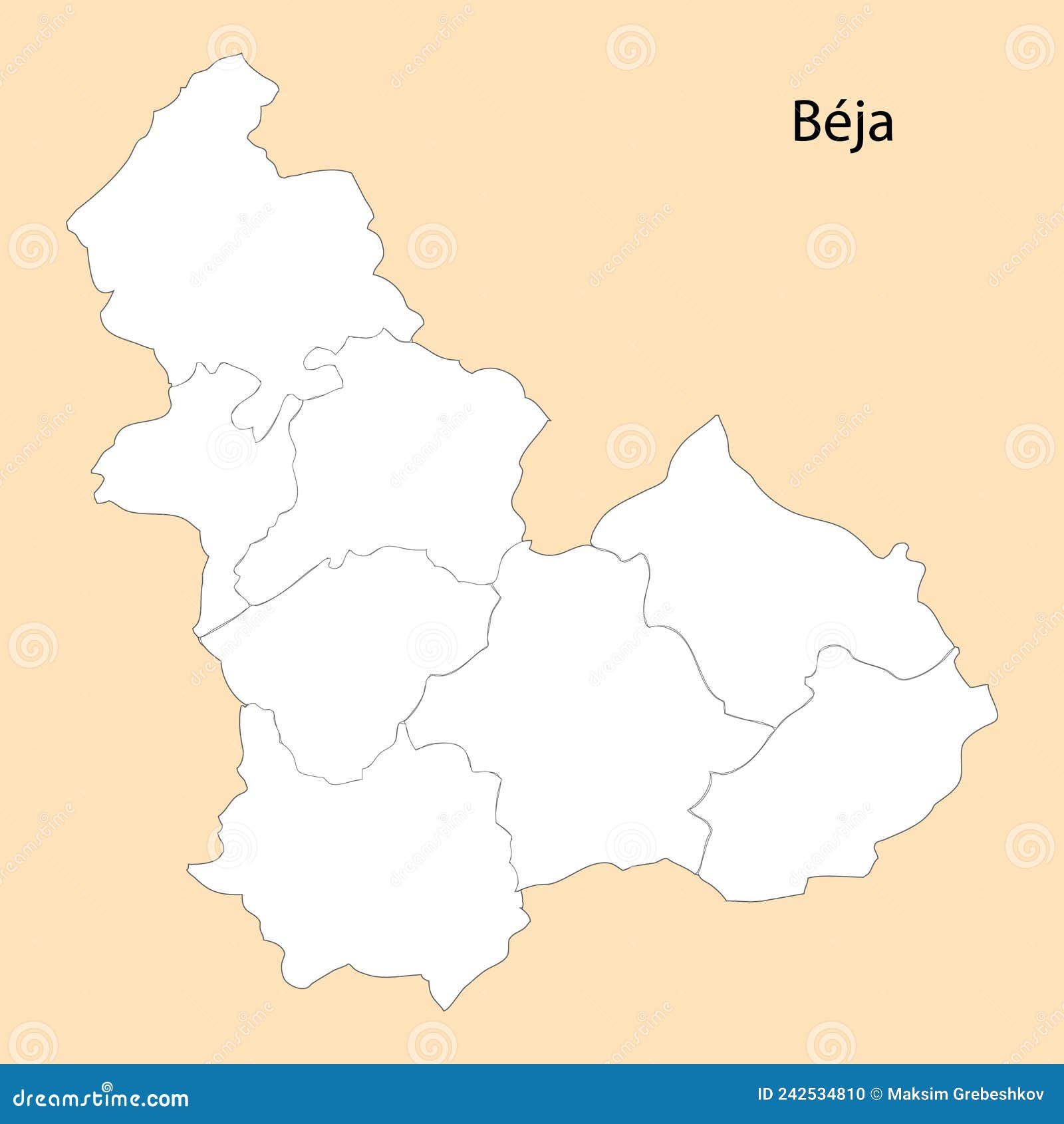 High Quality Map of Beja is a Region of Tunisia Stock Vector ...