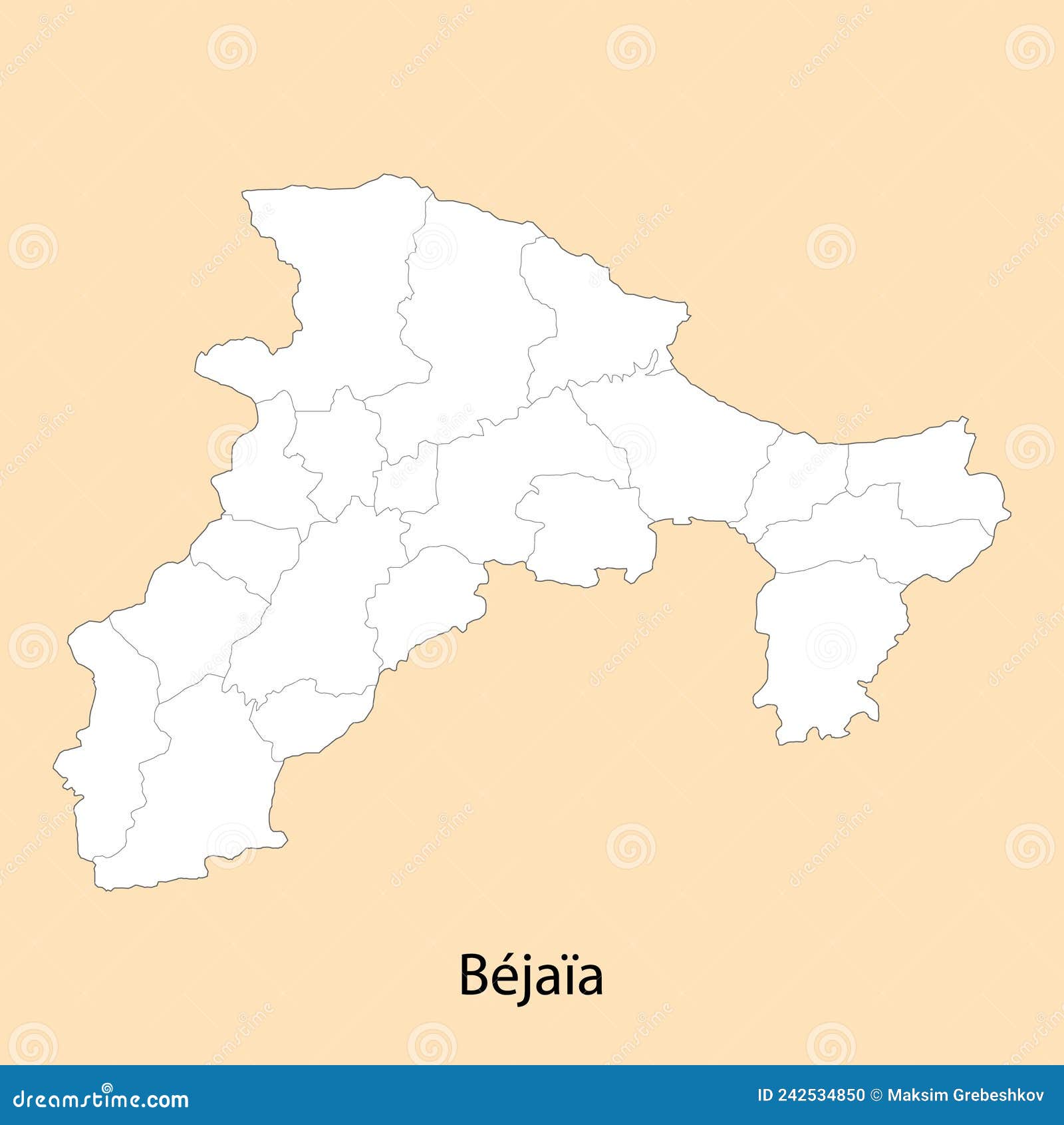 High Quality Map of Bejaia is a Province of Algeria Stock Vector ...
