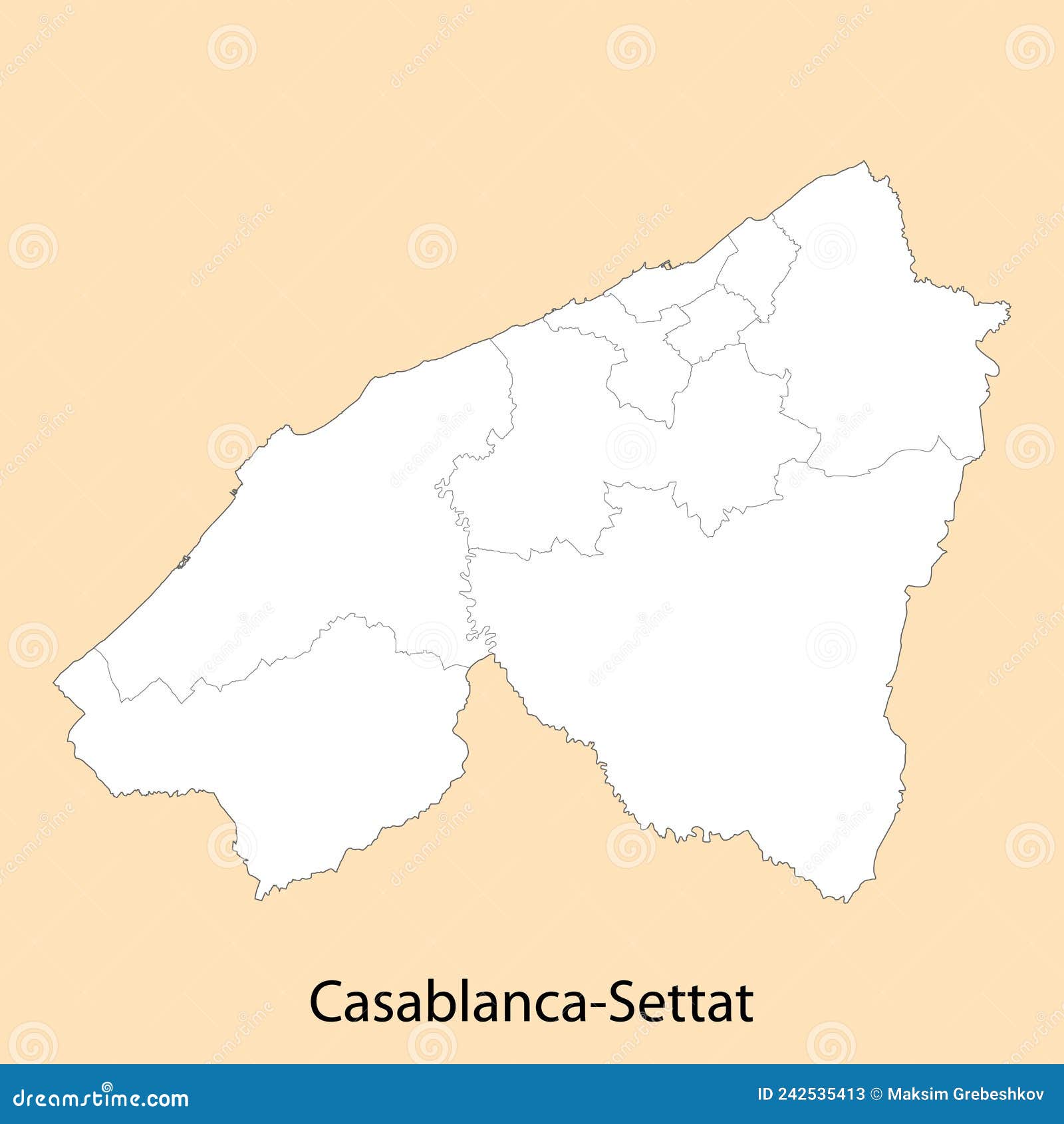 High Quality Map of Casablanca-Settat is a Province of Morocco Stock Vector - Illustration of ...