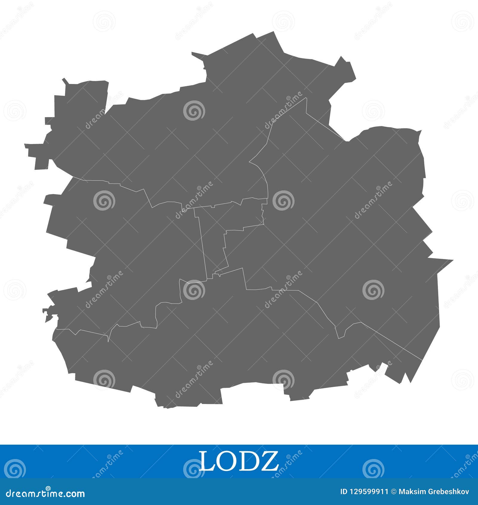 Lodz Map. Lodz City Map Poster. Map Of Lodz Street, Urban Area Vector ...