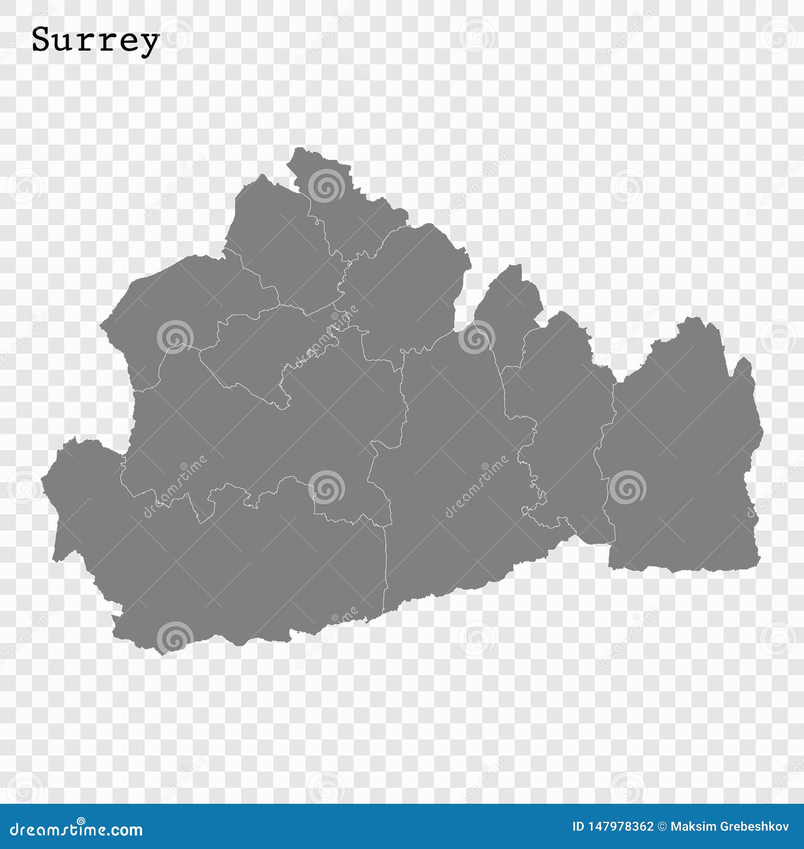 Detailed Map Of Surrey City, Linear Print Map. Cityscape Panorama ...