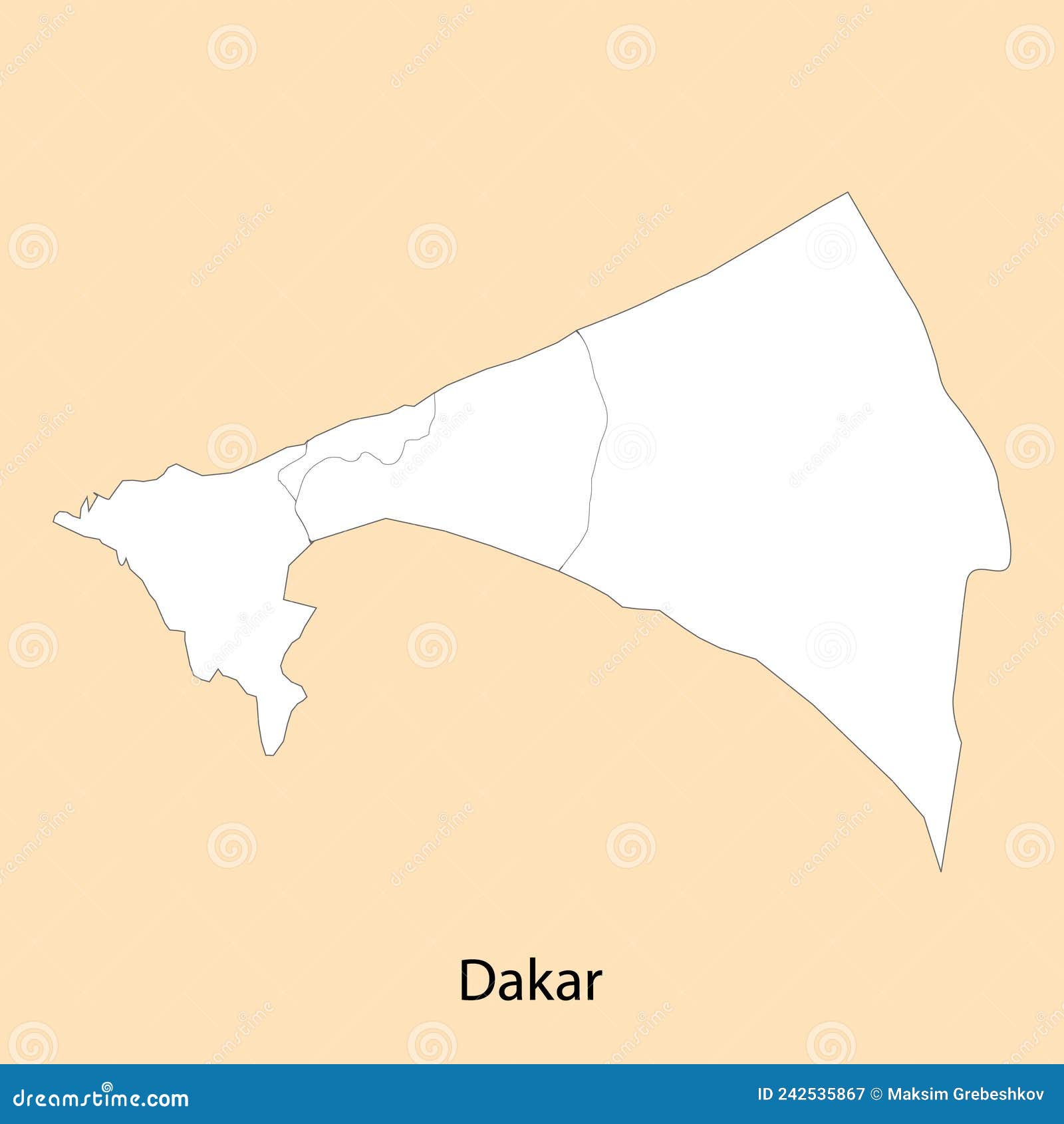 Dakar Map. Detailed Map Of Dakar City Administrative Area. Cityscape ...