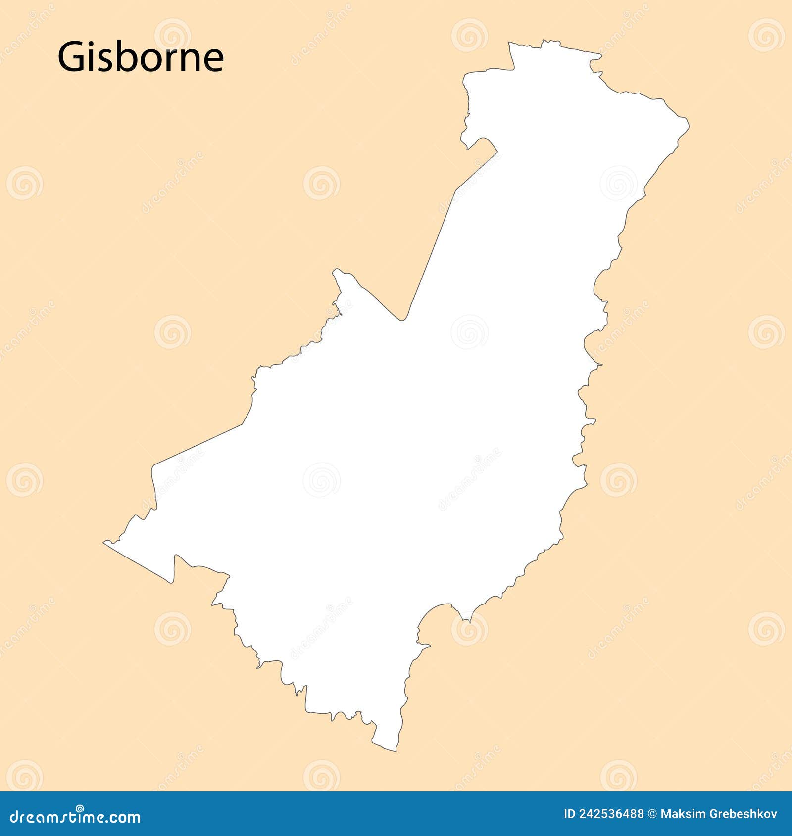 High Quality Map of Gisborne is a Region of New Zealand Stock Vector ...