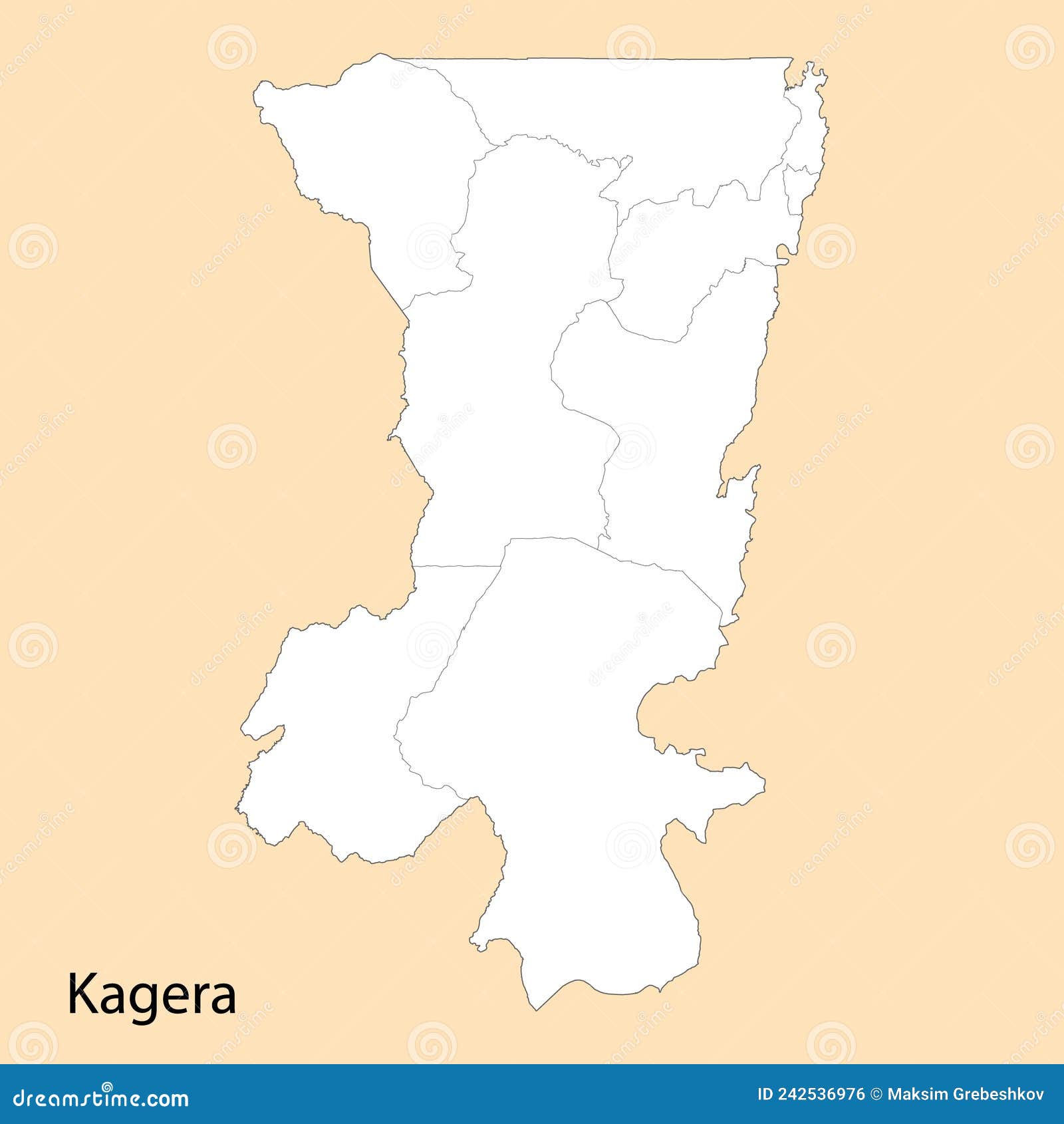 High Quality Map of Kagera is a Region of Tanzania Stock Vector ...
