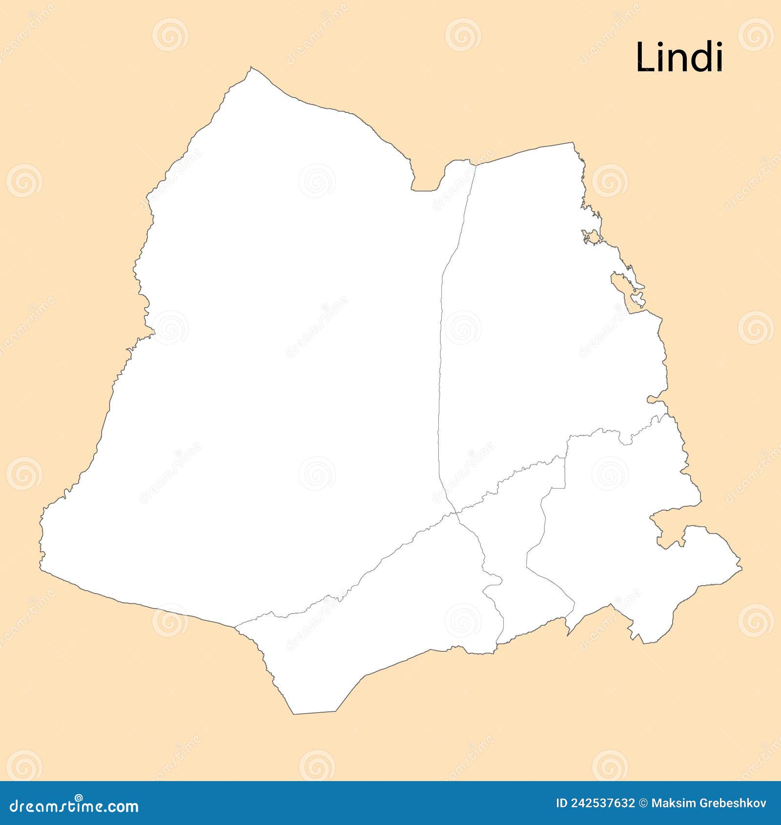 High Quality Map of Lindi is a Region of Tanzania Stock Vector ...