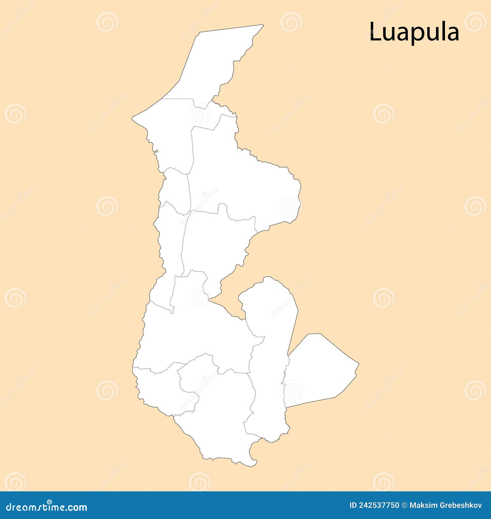 High Quality Map of Luapula is a Region of Zambia Stock Vector - Illustration of greater ...