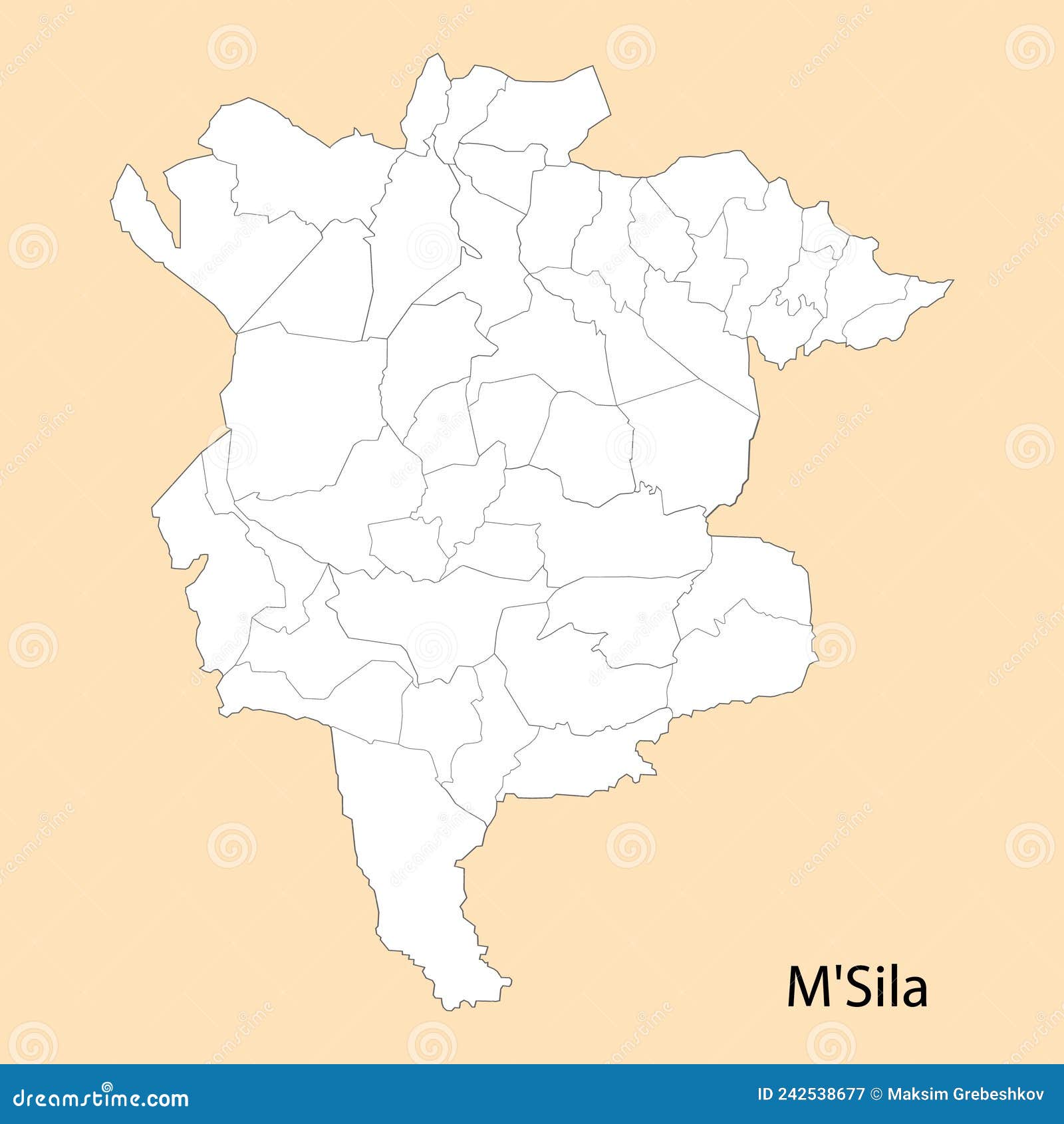 High Quality Map of M Sila is a Province of Algeria Stock Vector ...