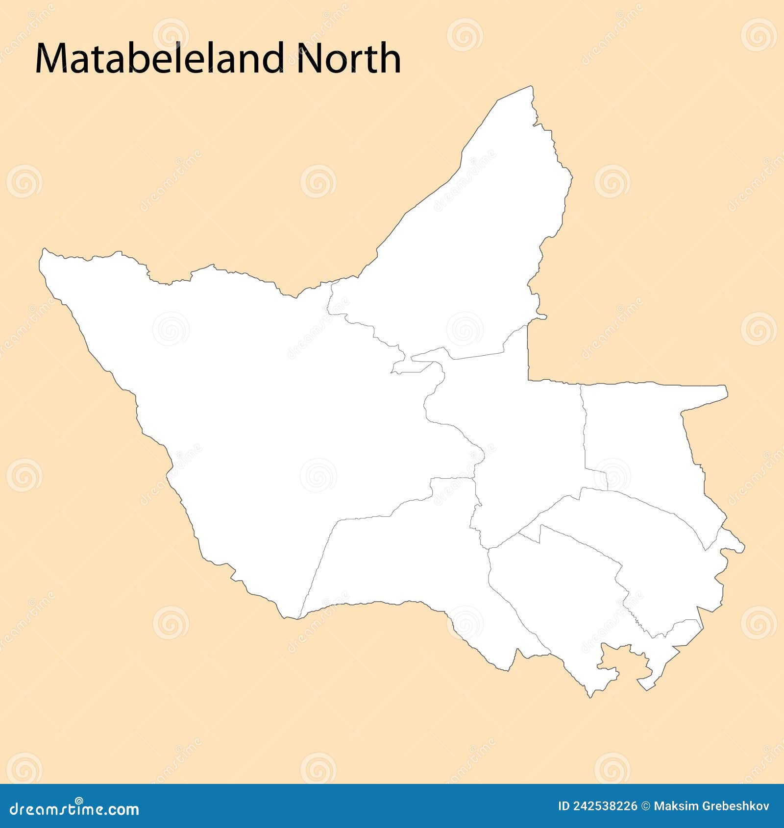 High Quality Map of Matabeleland North is a Region of Zimbabwe Stock ...