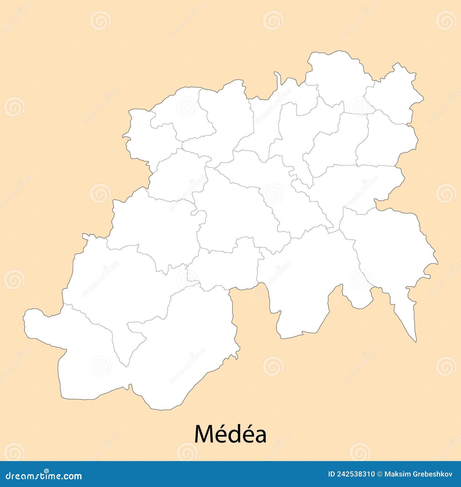 High Quality Map of Medea is a Province of Algeria Stock Vector ...