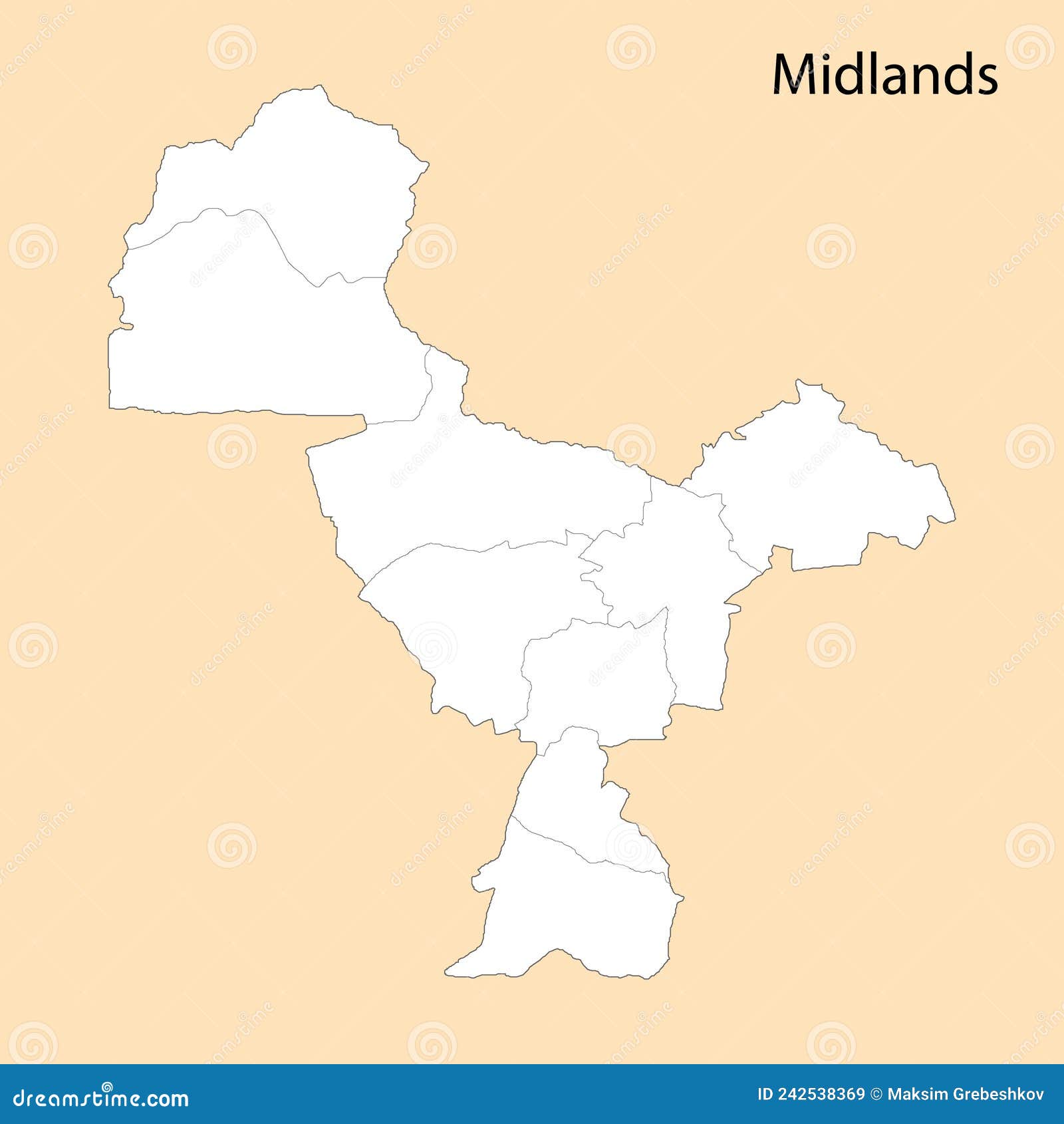 High Quality Map of Midlands is a Region of Zimbabwe Stock Vector ...