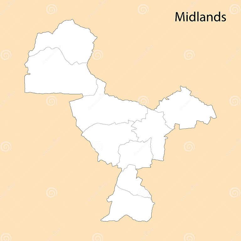 High Quality Map of Midlands is a Region of Zimbabwe Stock Vector ...