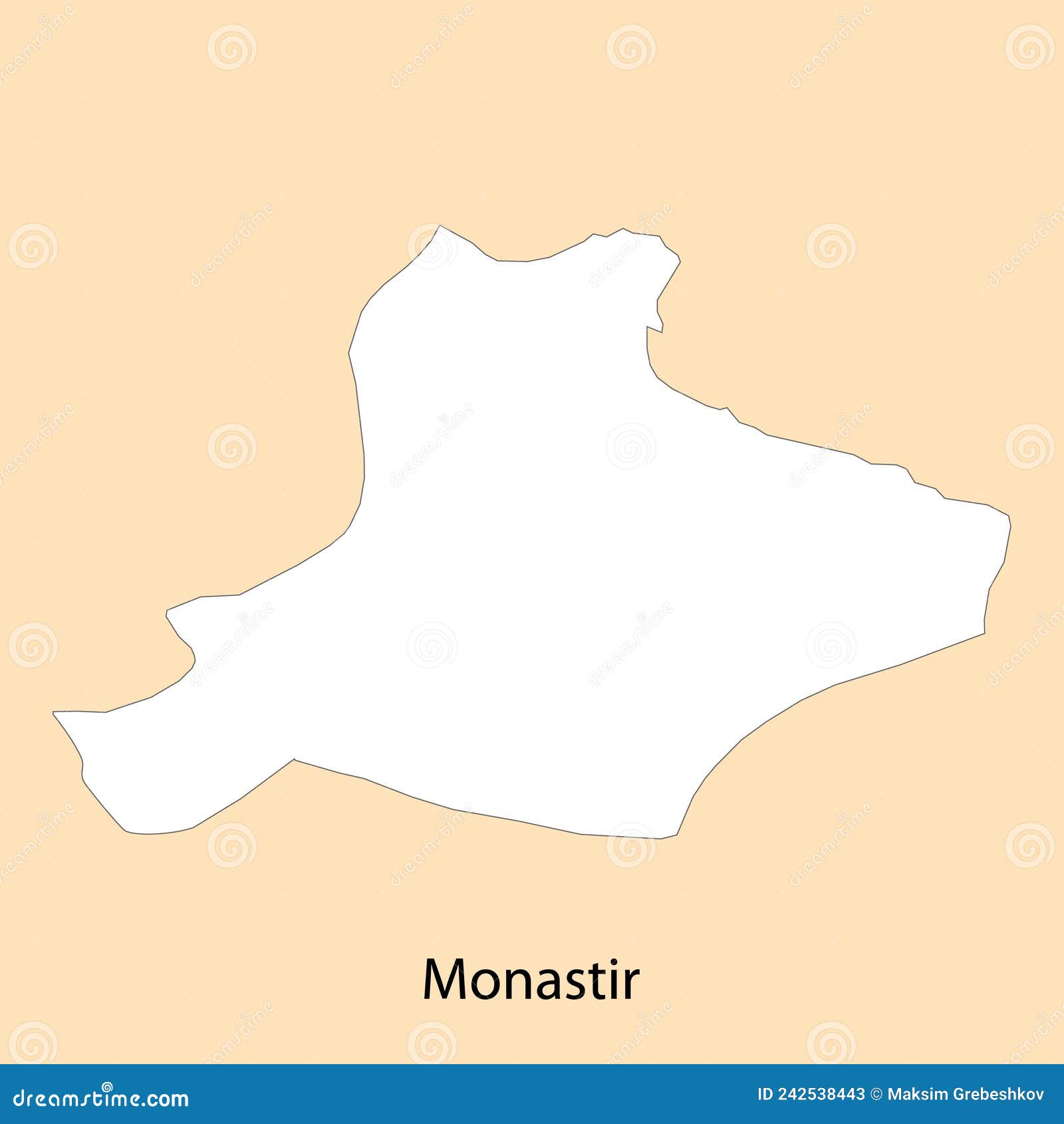 High Quality Map of Monastir is a Region of Tunisia Stock Vector ...