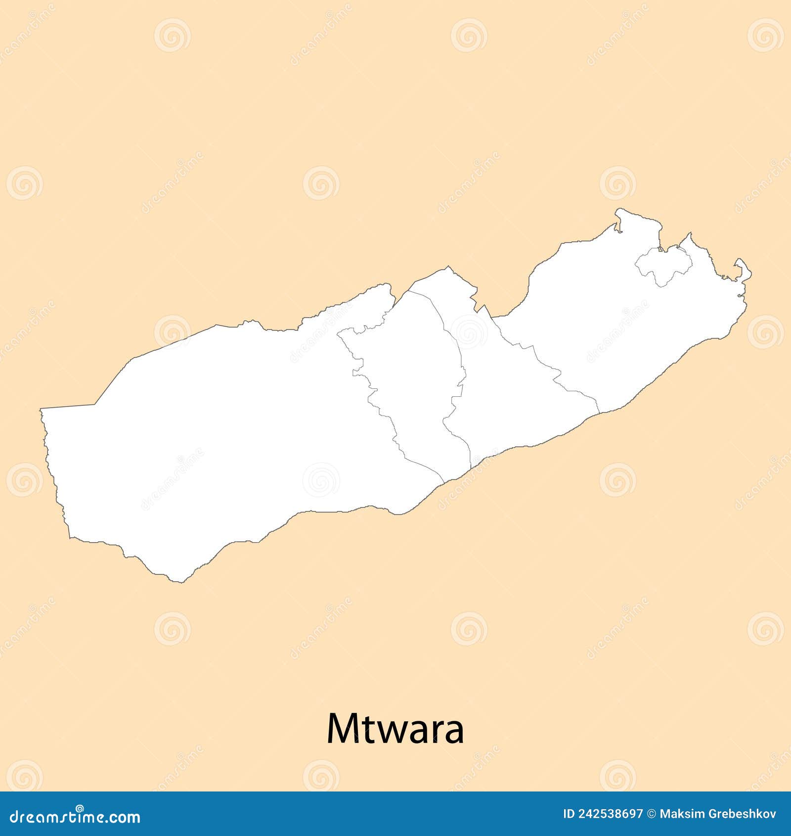 High Quality Map of Mtwara is a Region of Tanzania Stock Vector ...