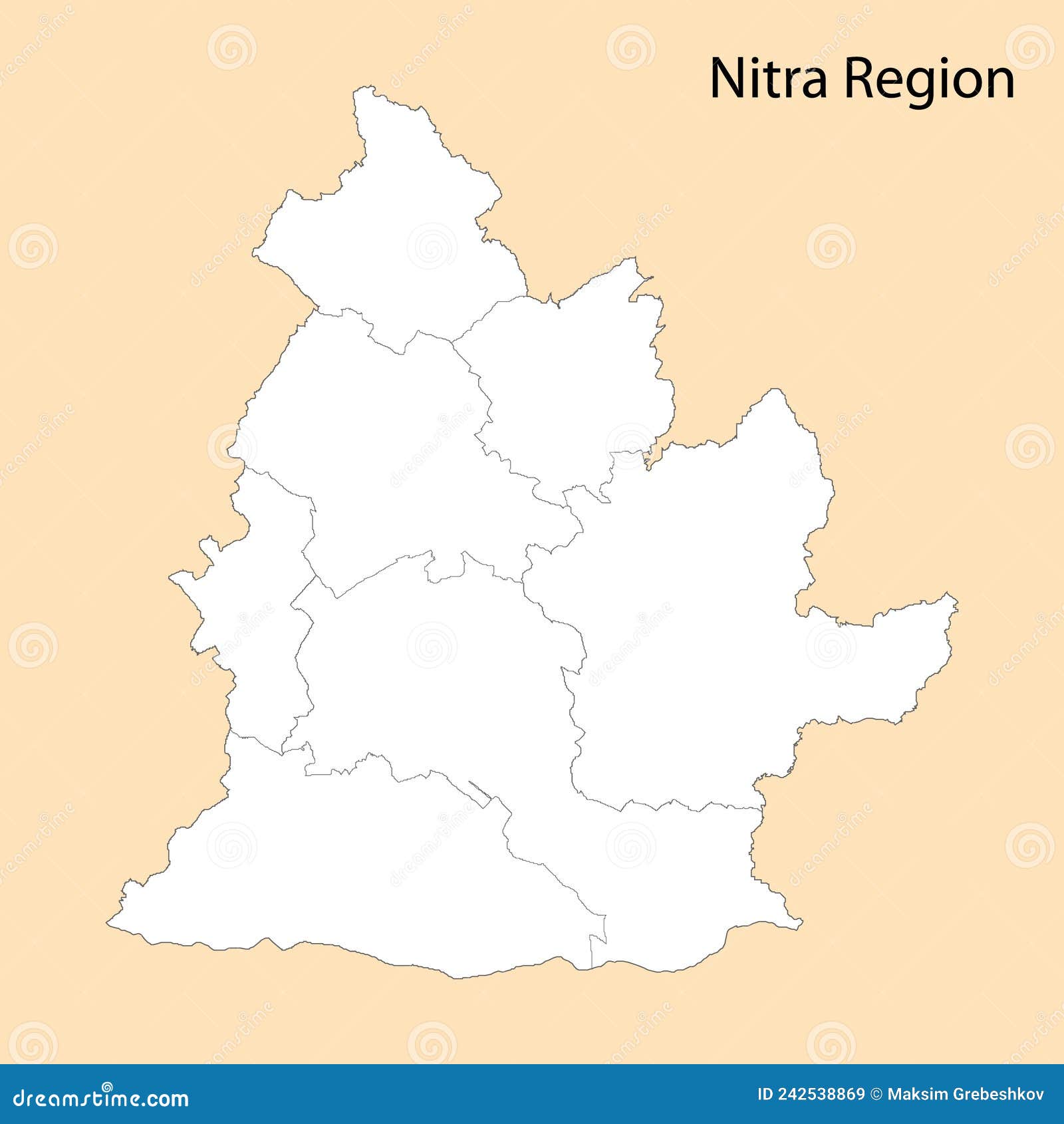 High Quality Map of Nitra Region is a Province of Slovakia Stock ...
