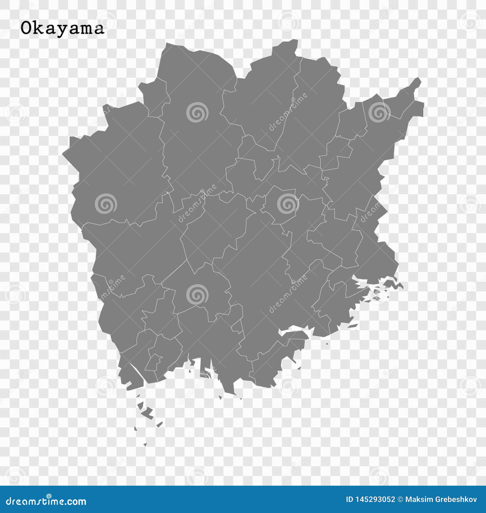 Okayama Map. Detailed Black Map Of Okayama City Poster With Roads ...