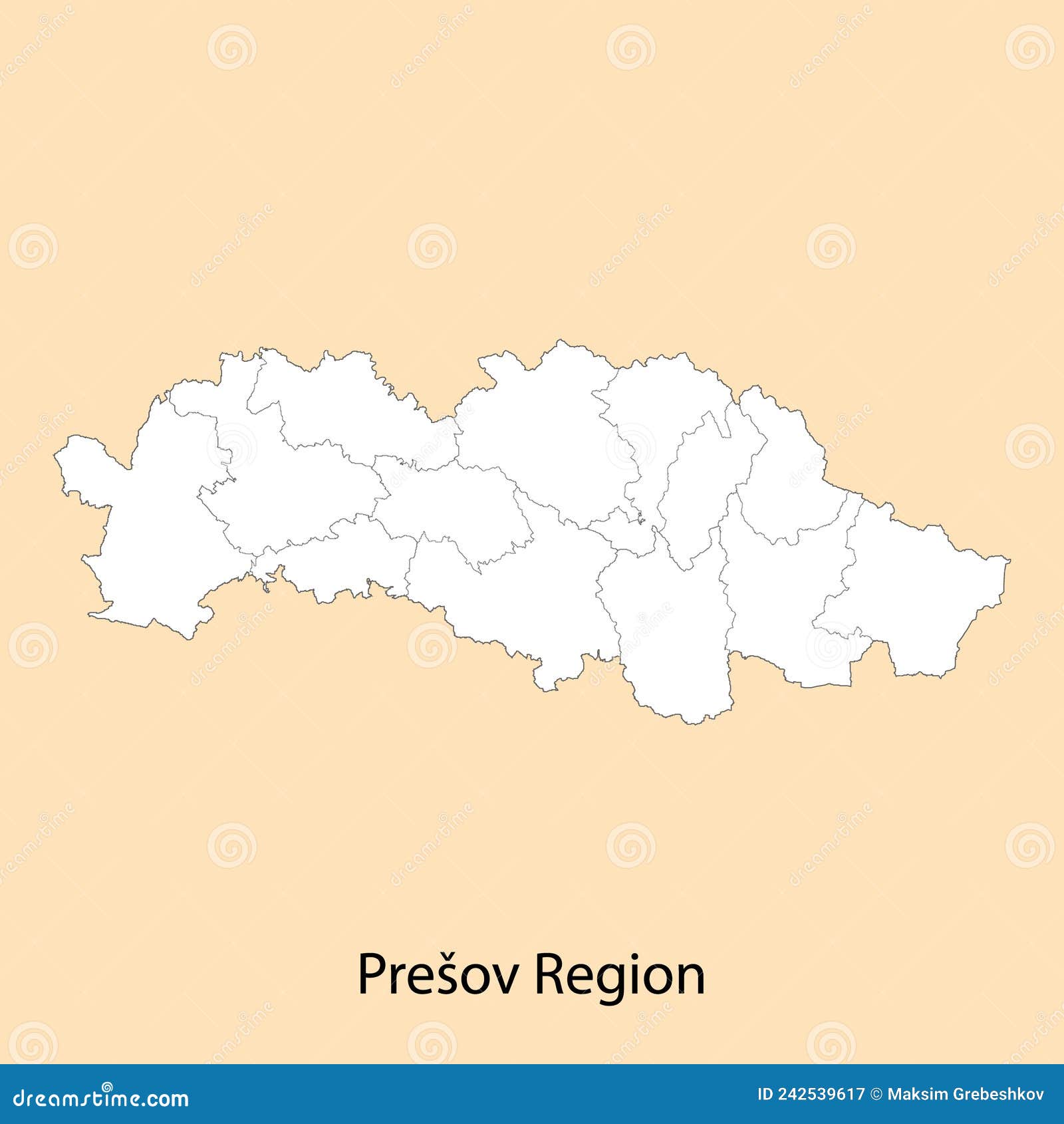 High Quality Map of Presov Region is a Province of Slovakia Stock ...