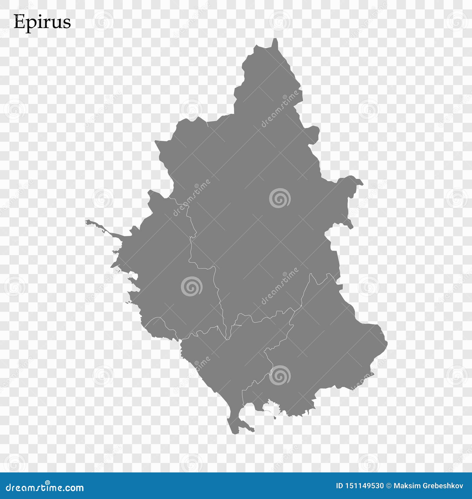 Epirus Region Watercolor Map Of Greece In Front Of A White Background ...