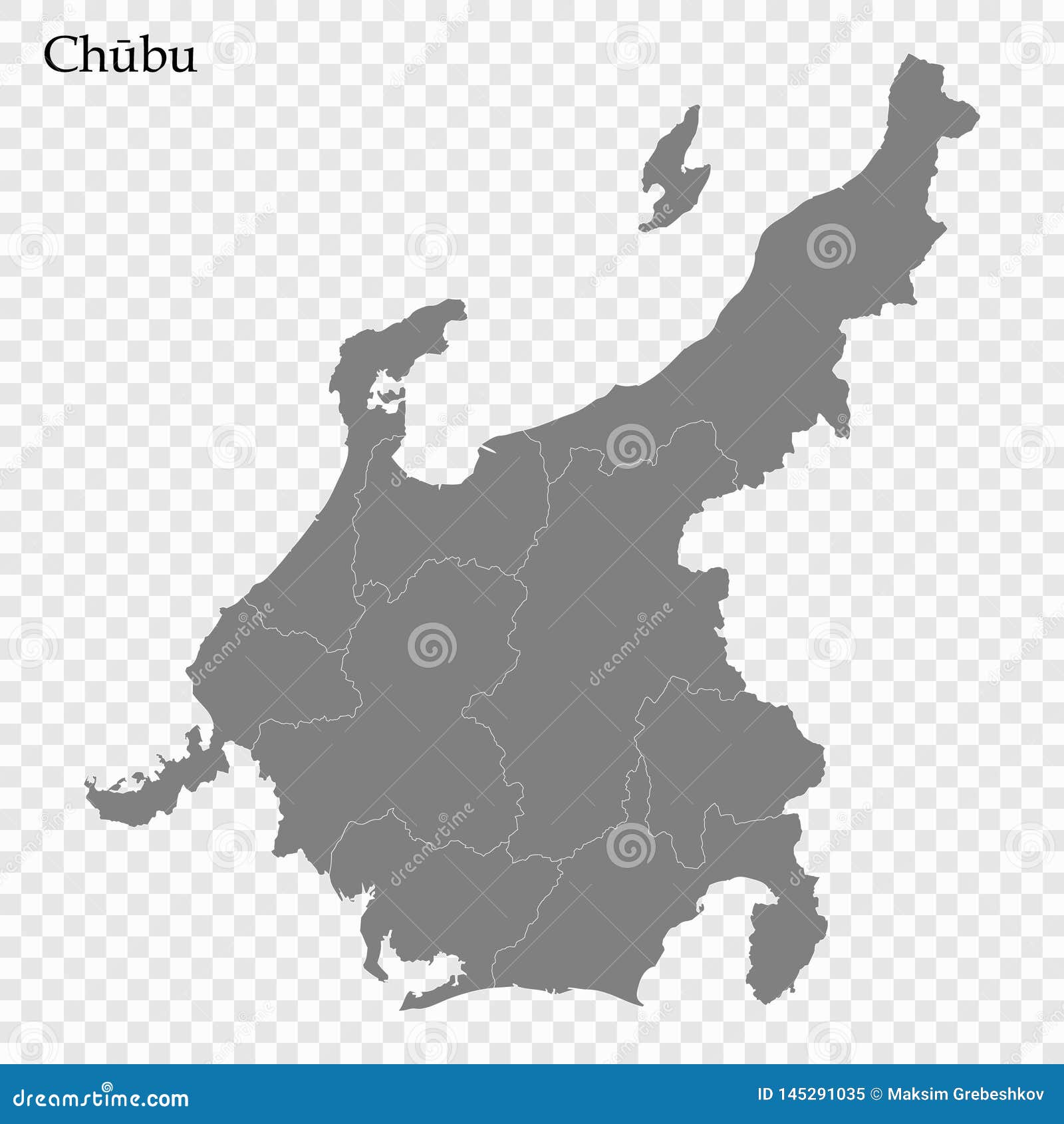 Chubu Region Map Of Japan In Front Of A White Background Royalty-Free ...