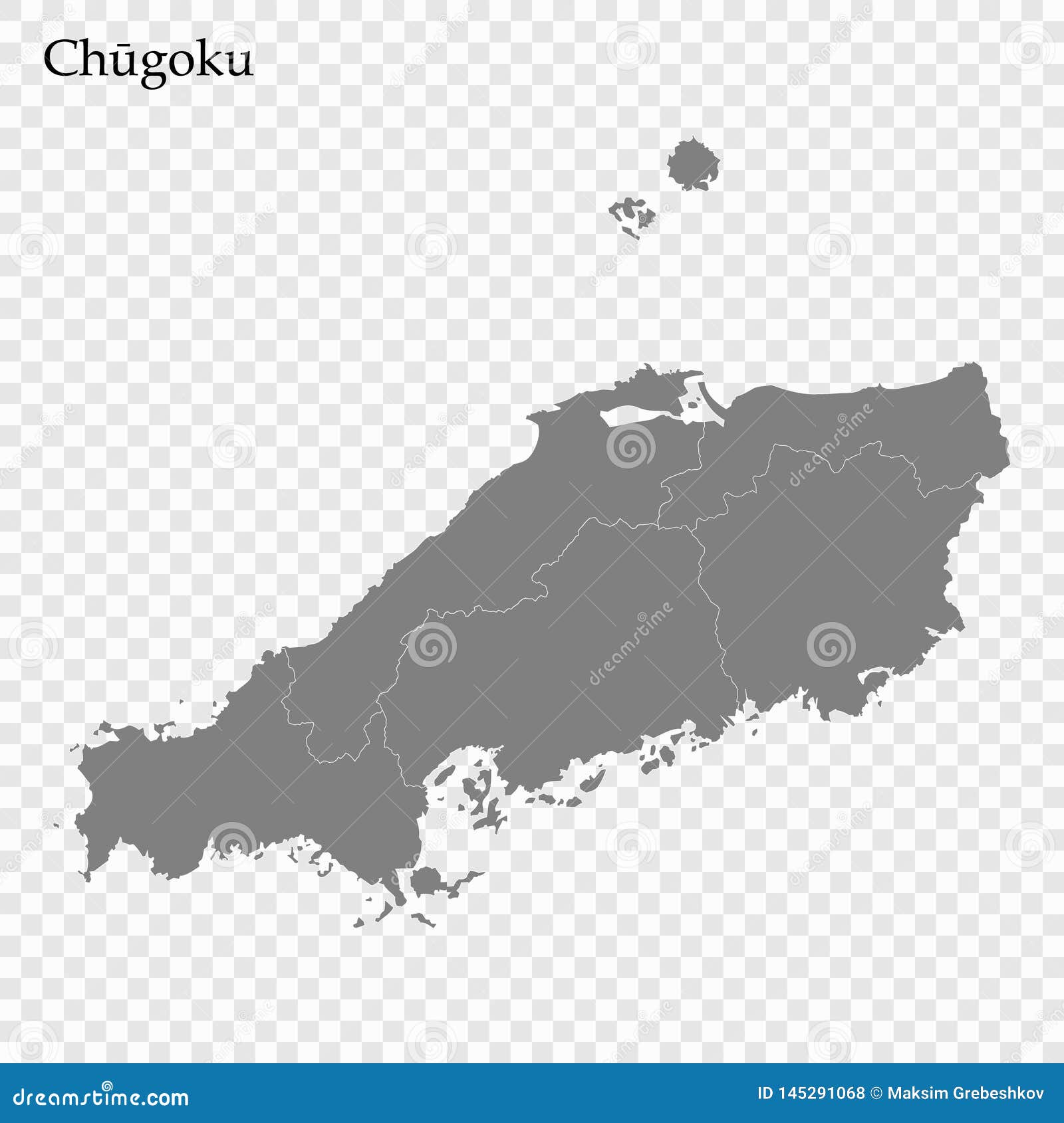 Chugoku Map In Japan. Vector Map Of Japan. Map Of The Provinces Of ...