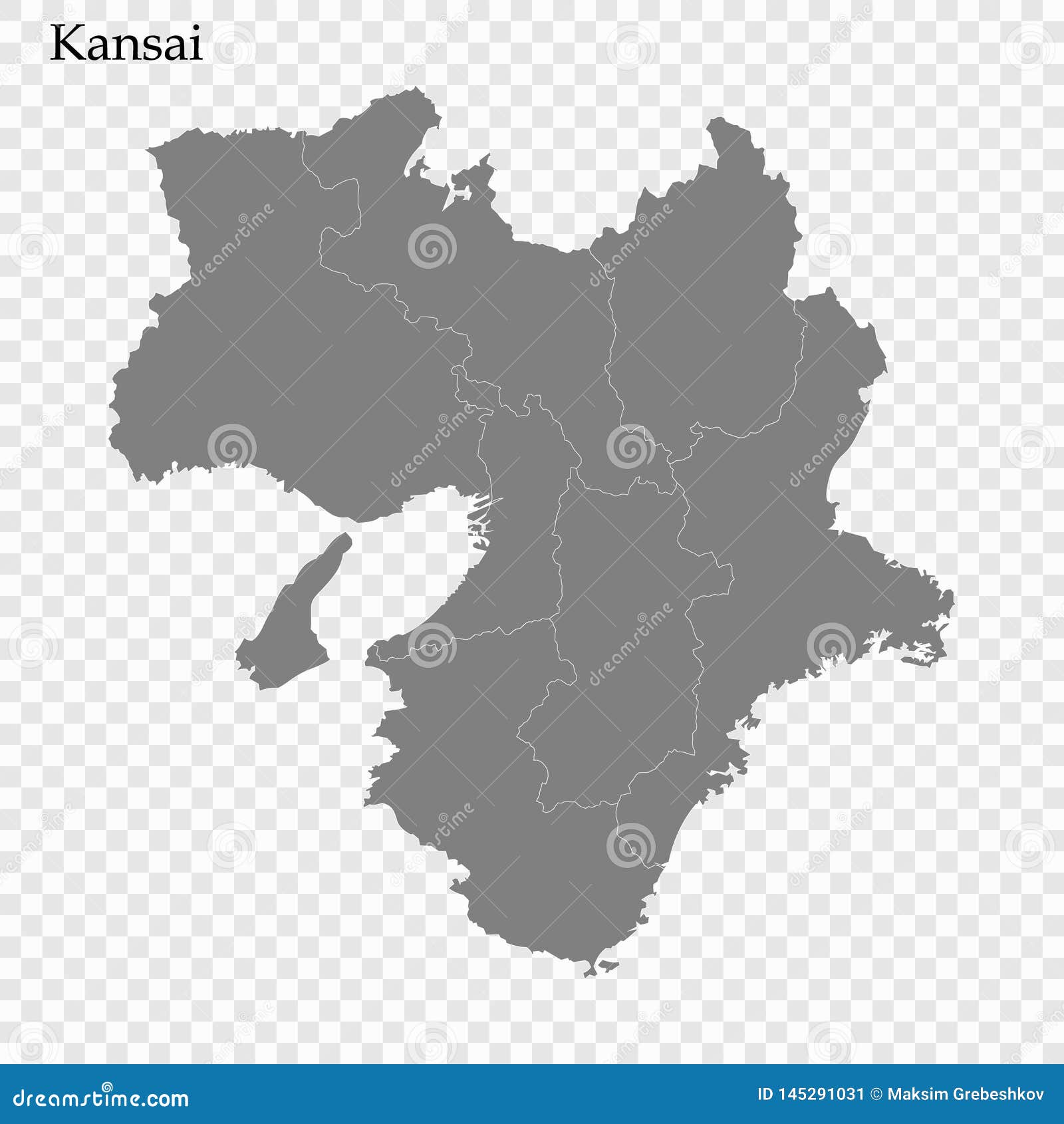 Kansai Map In Japan. Vector Map Of Japan. Map Of The Provinces Of Japan ...