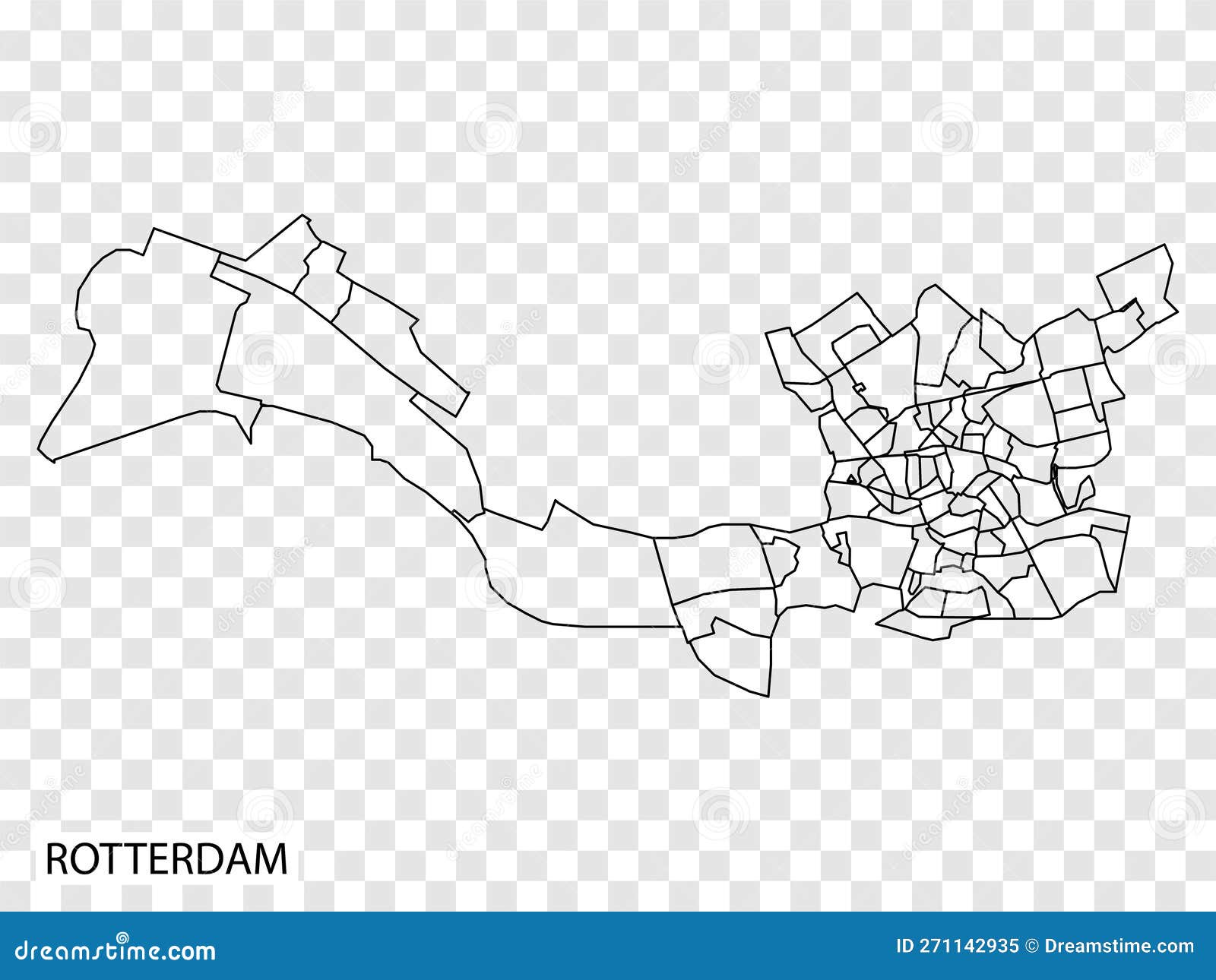 High Quality Map of Rotterdam is a the Netherlands, with Borders of the ...