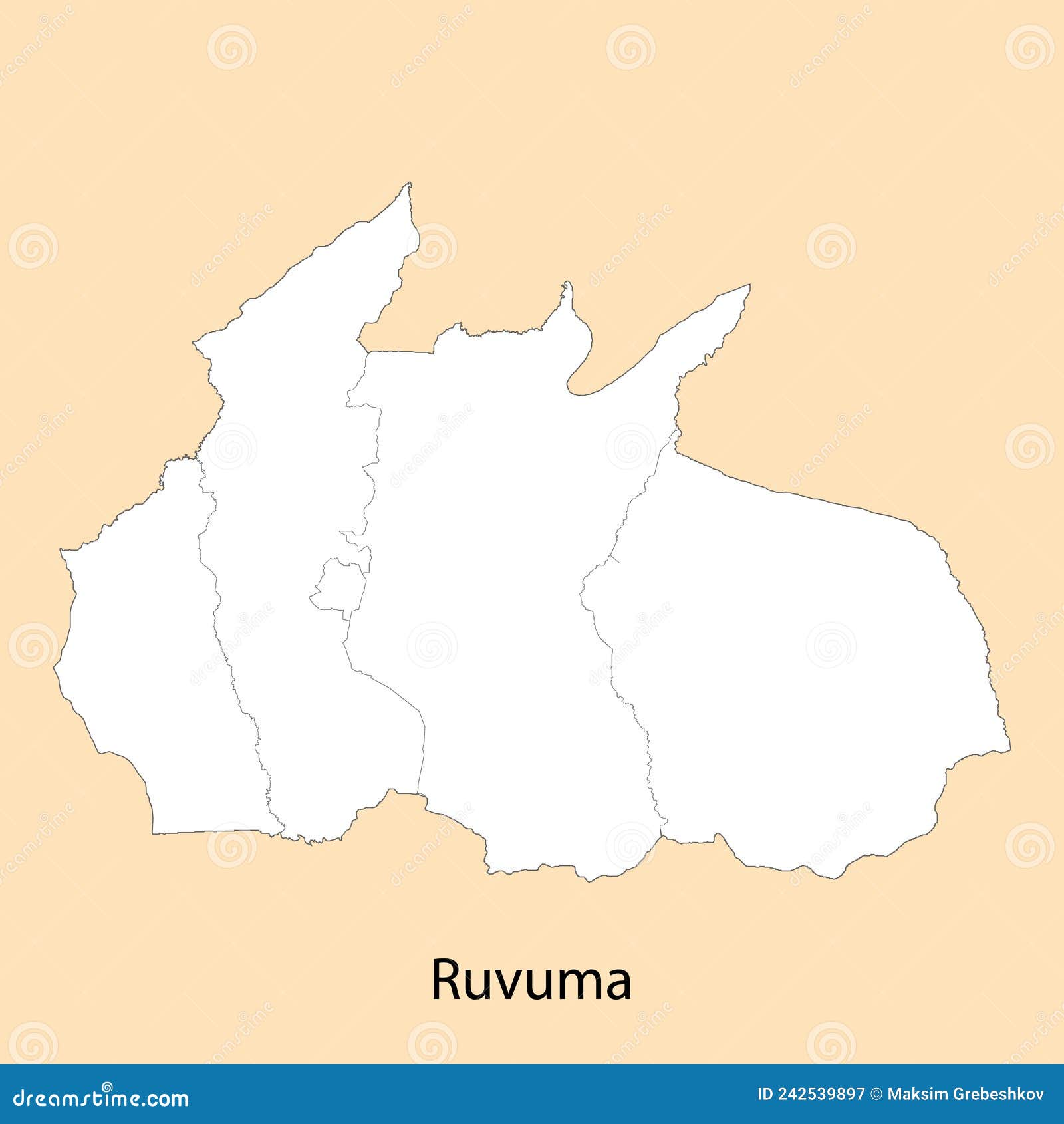 High Quality Map of Ruvuma is a Region of Tanzania Stock Illustration ...