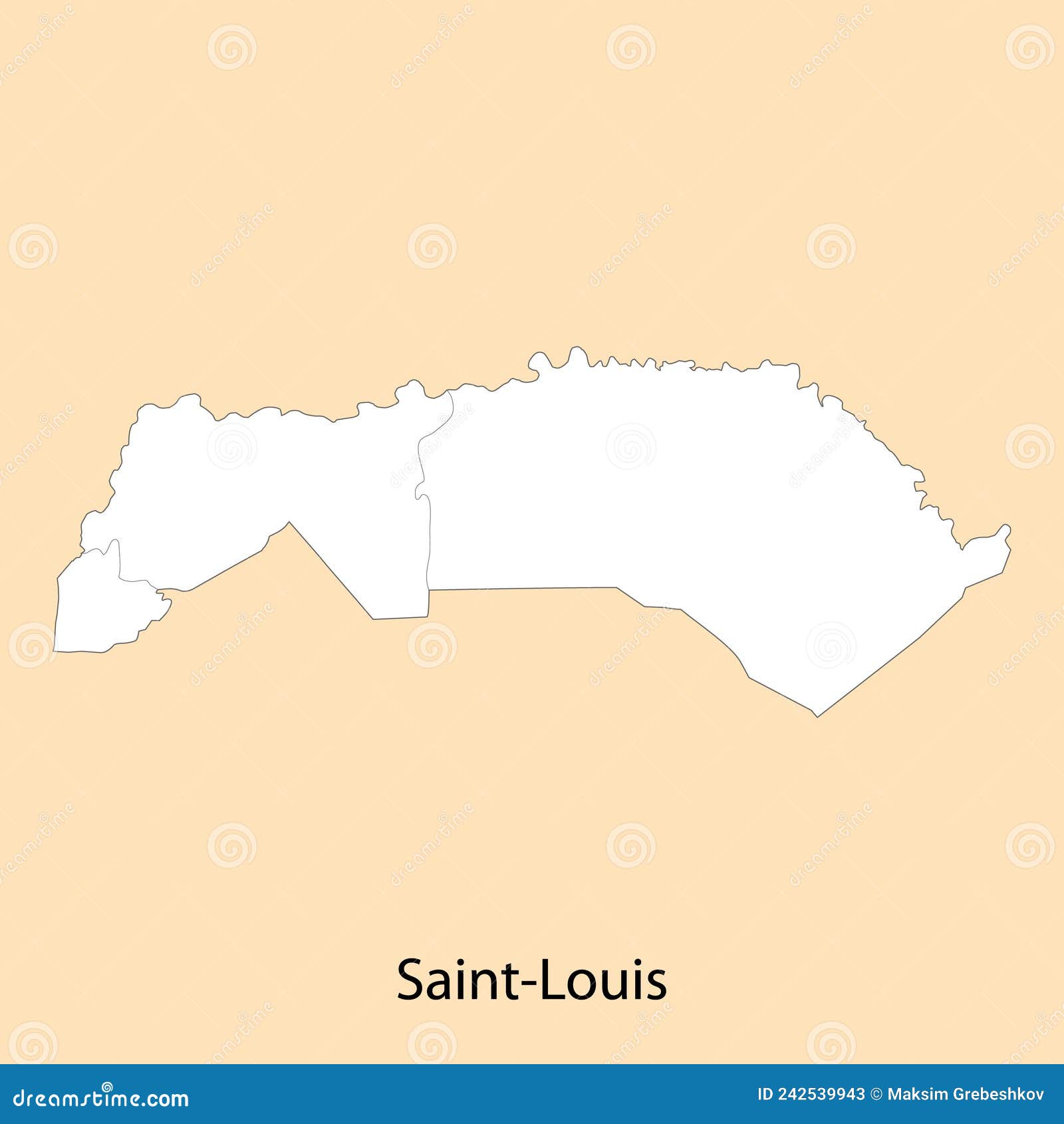 High Quality Map of Saint-Louis is a Region of Senegal, Stock Vector ...